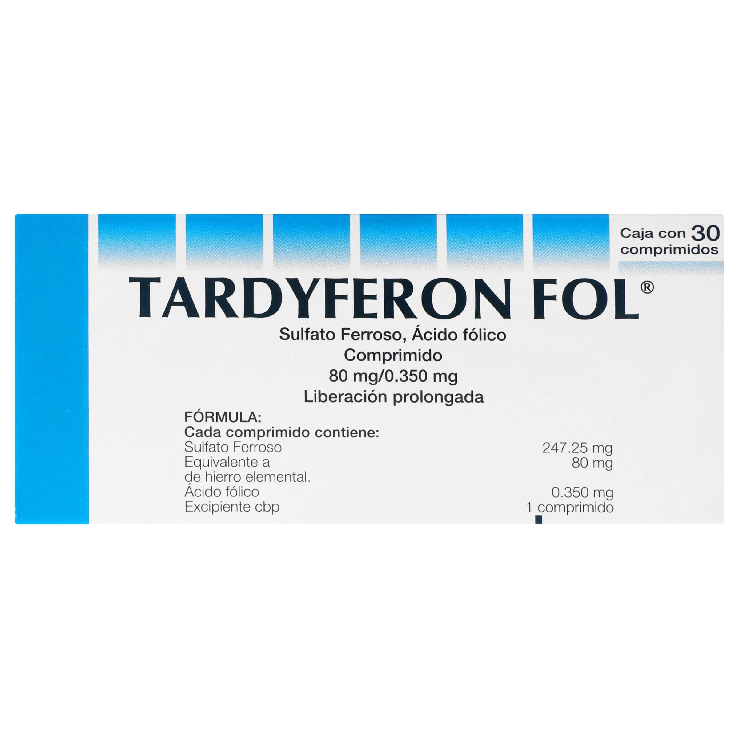 Tardyferon Fol 80Mg/0.35Mg Con 30 Comprimidos (Sulfato Ferroso/Acido F ...