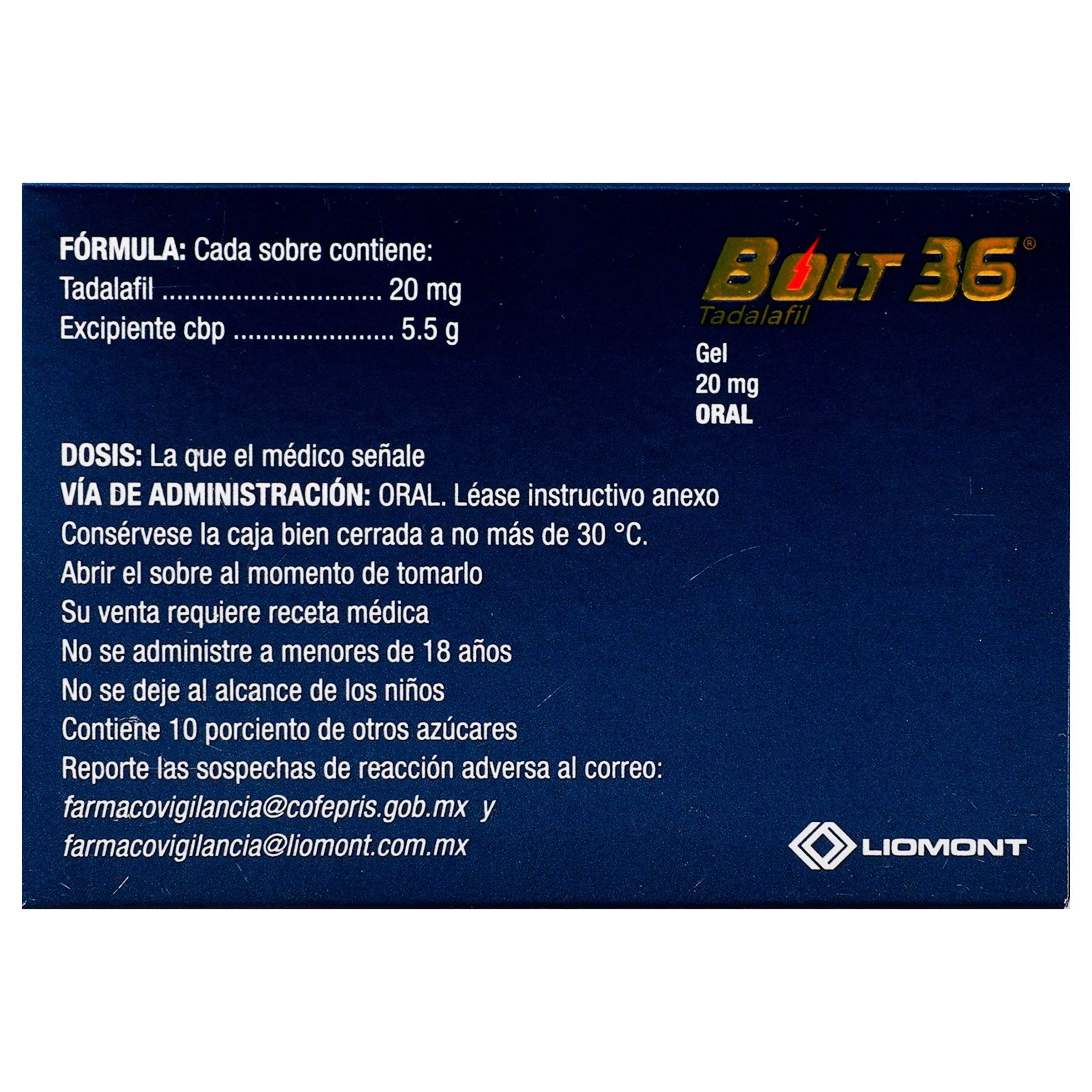 Bolt 36 Gel 20Mg Con 2 (Tadalafil) — WeCare Pharma