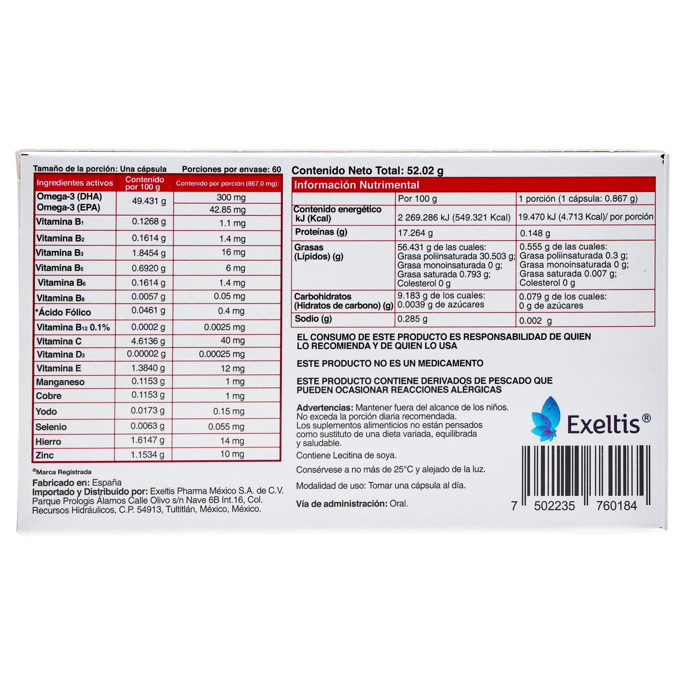 Regenesis Max 26.01G Con 60 Capsulas (Omega 3/Acido Folico/Vitaminas/M ...