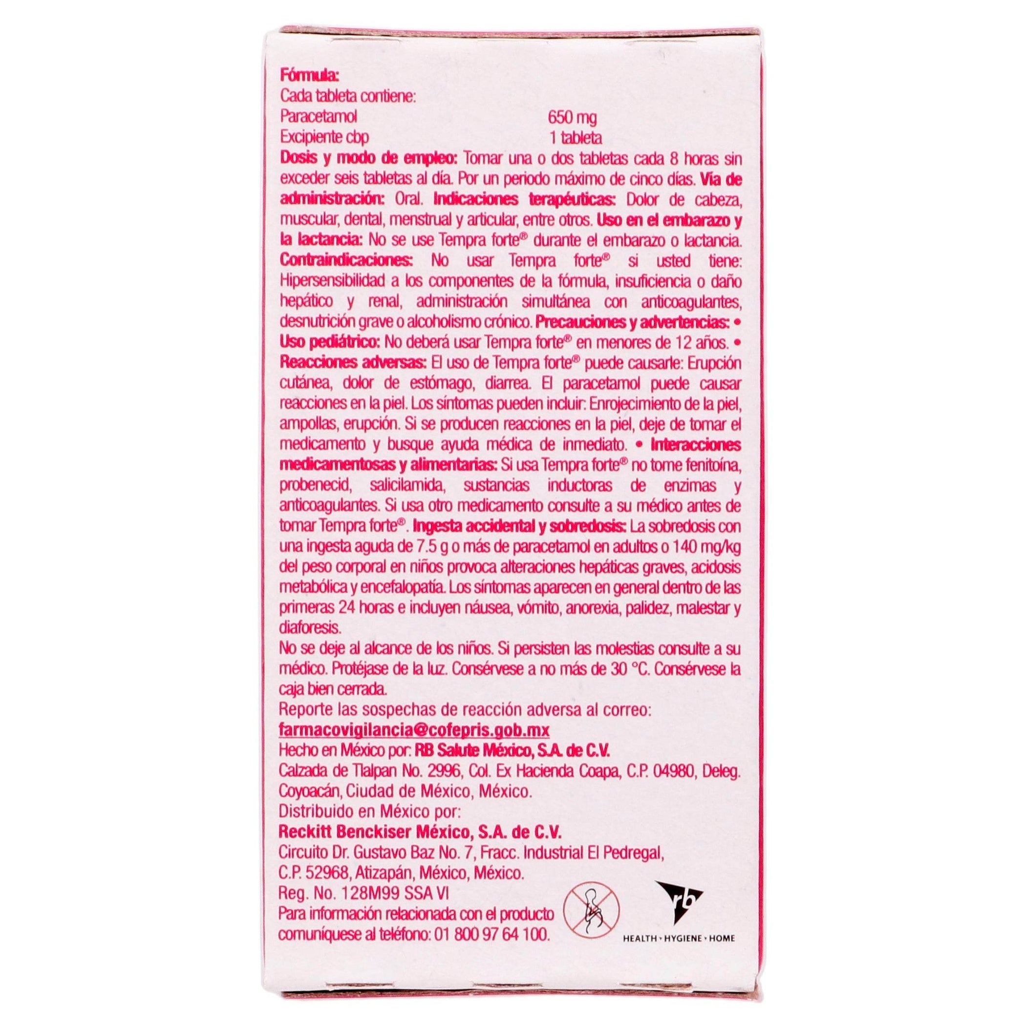 Tempra Forte 650Mg Con 4 Tabletas (Paracetamol) — WeCare Pharma