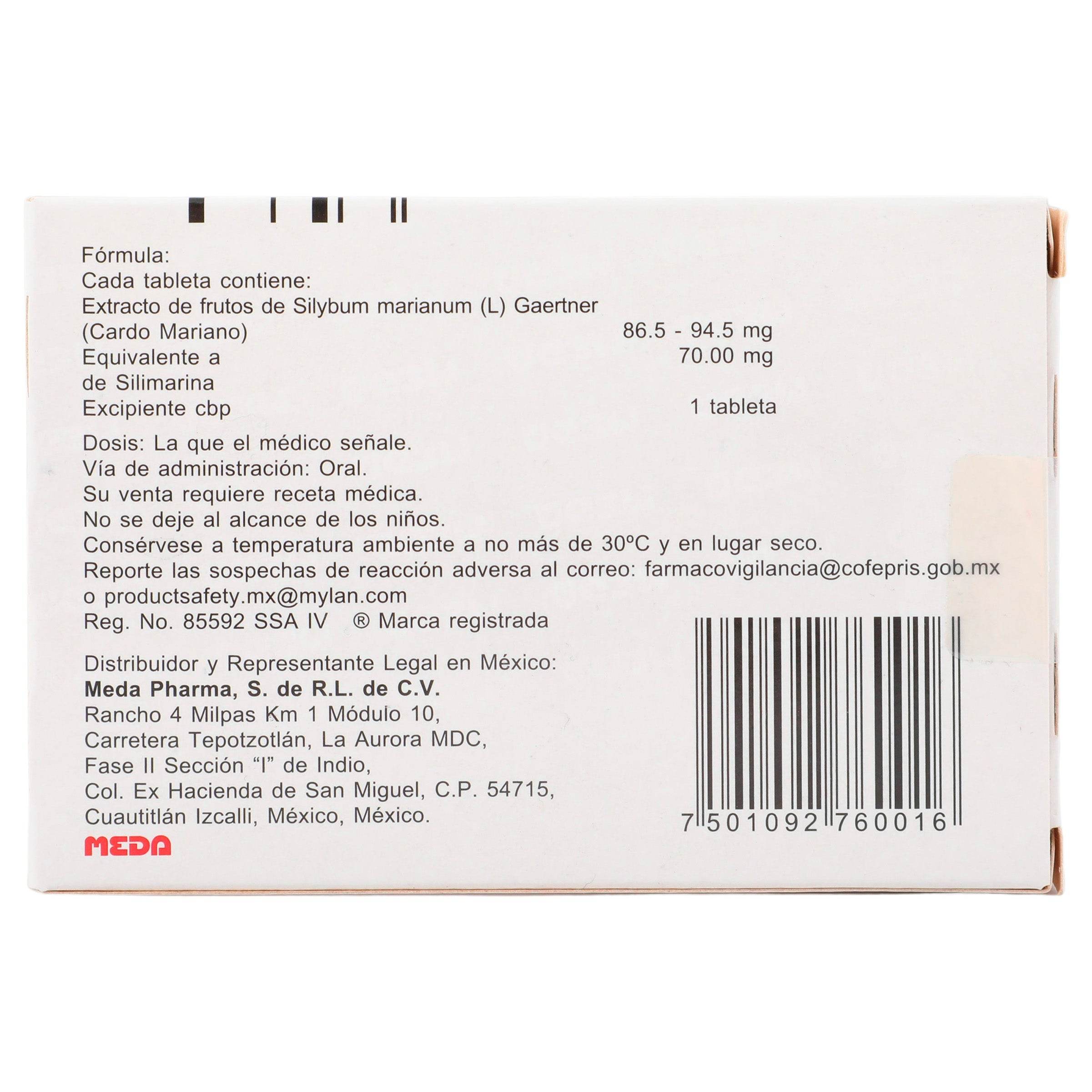 Legalon 70Mg Con 20 Tabletas (Silybum Marianum) — WeCare Pharma