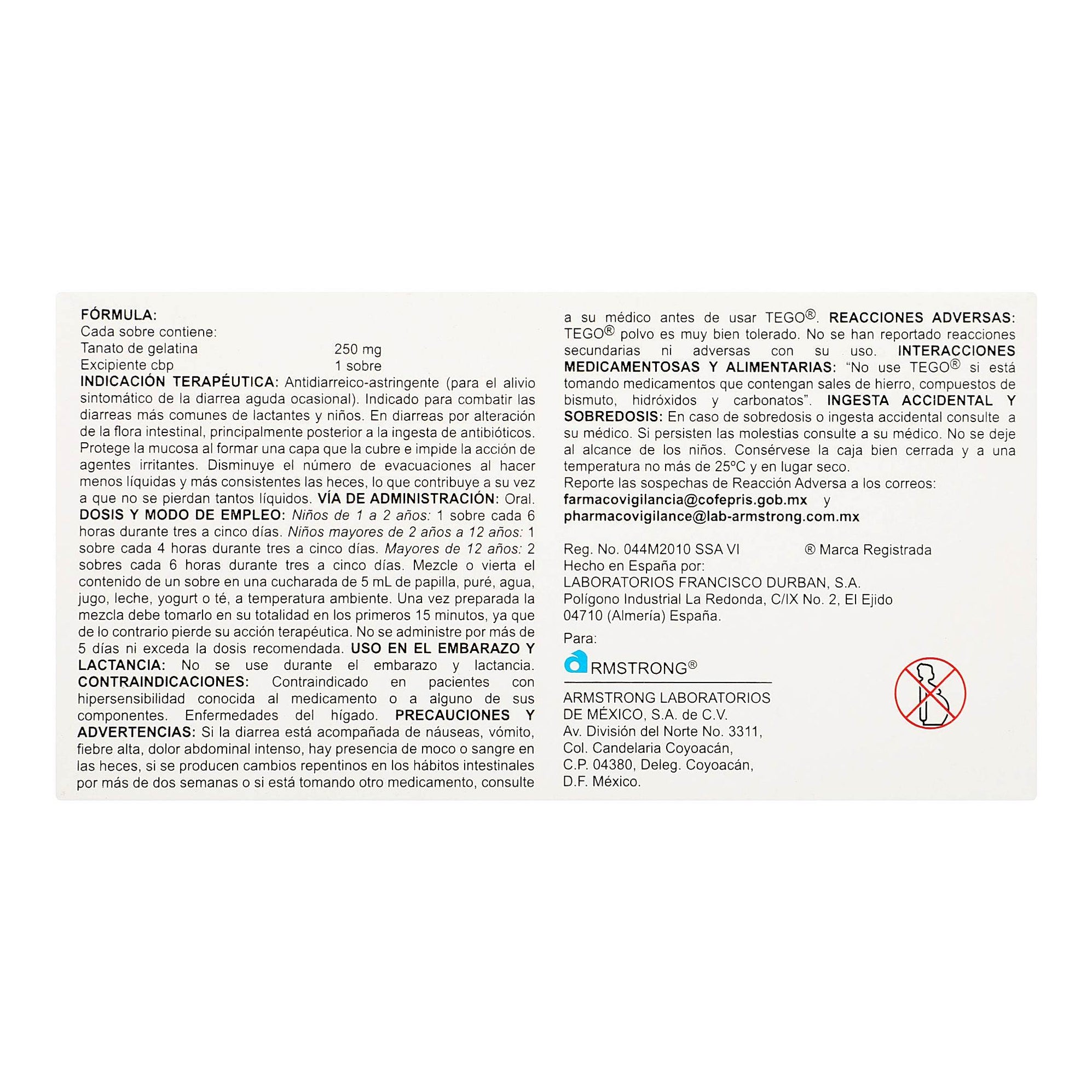 Tego Sobres 250Mg Con 20 (Tanato De Gelatina) — WeCare Pharma