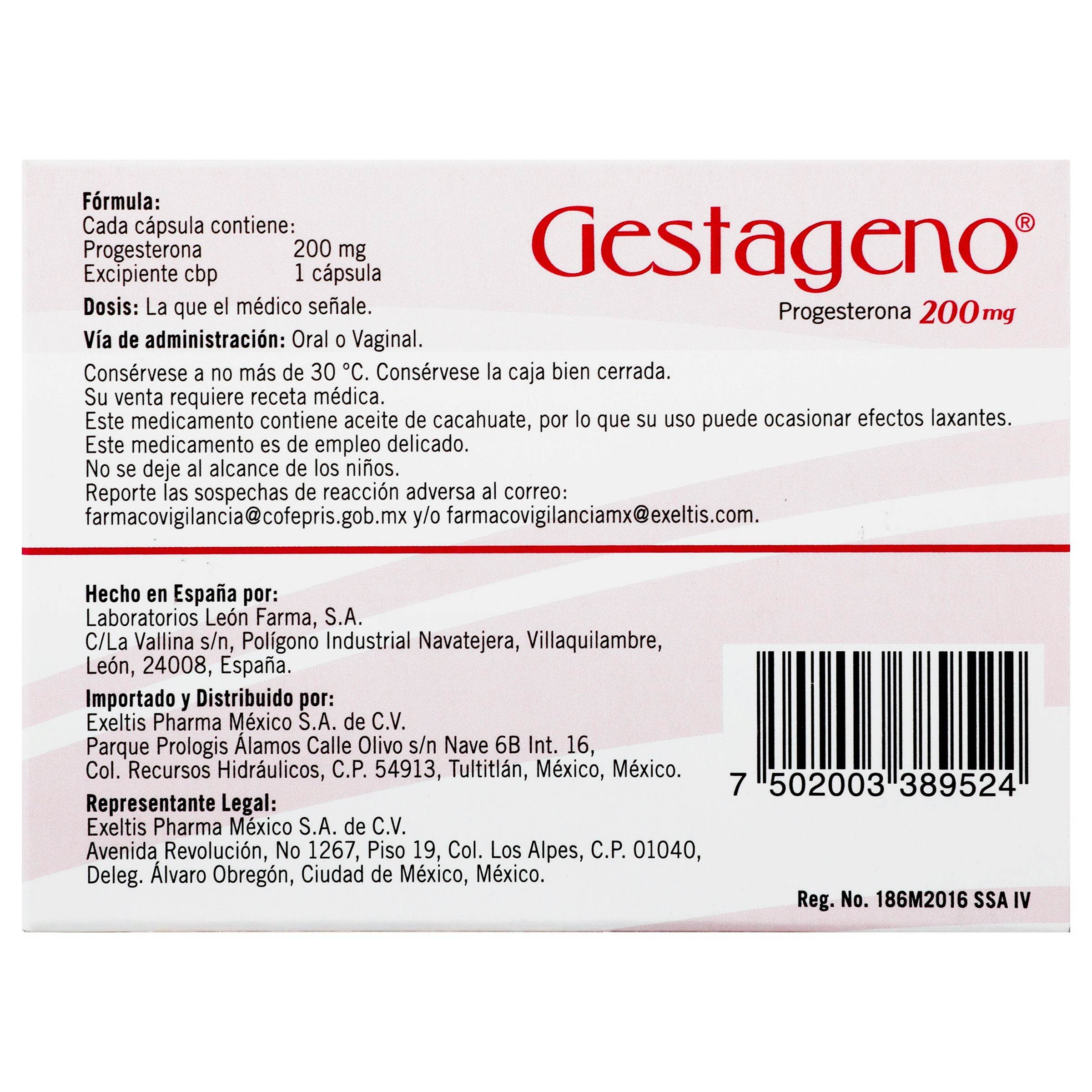 Gestageno 200Mg Con 15 Capsulas (Progesterona) — WeCare Pharma