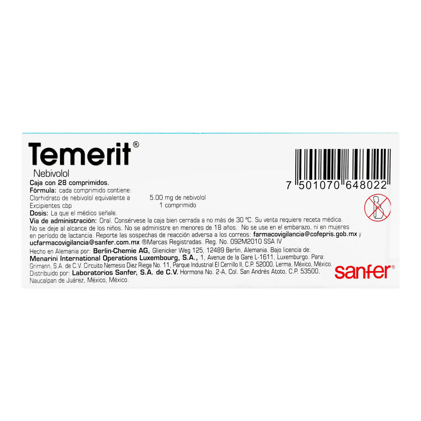 Temerit 5Mg Con 28 Tabletas (Nebivolol) — WeCare Pharma