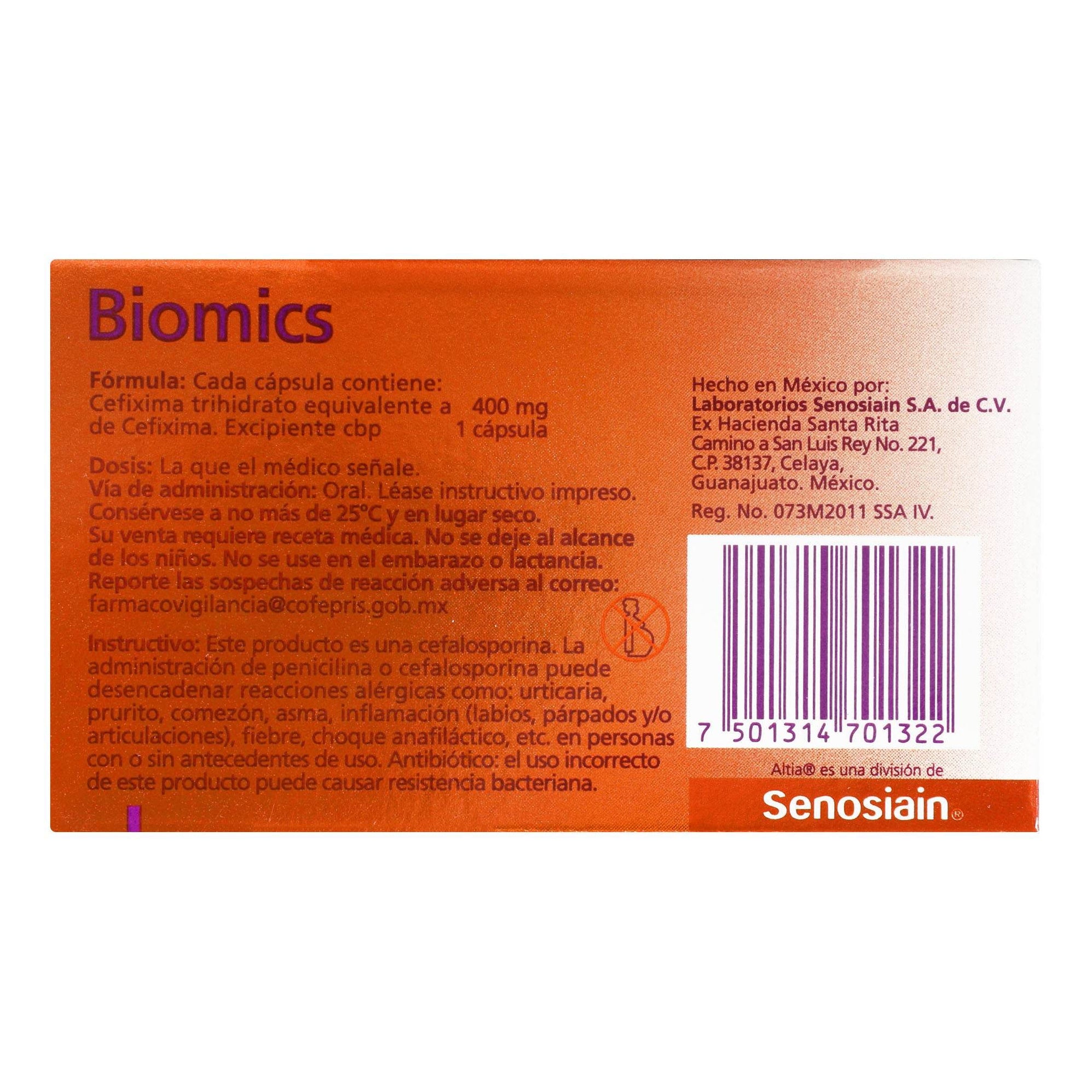 Biomics 400Mg Con 6 Capsulas (Cefixima) — WeCare Pharma