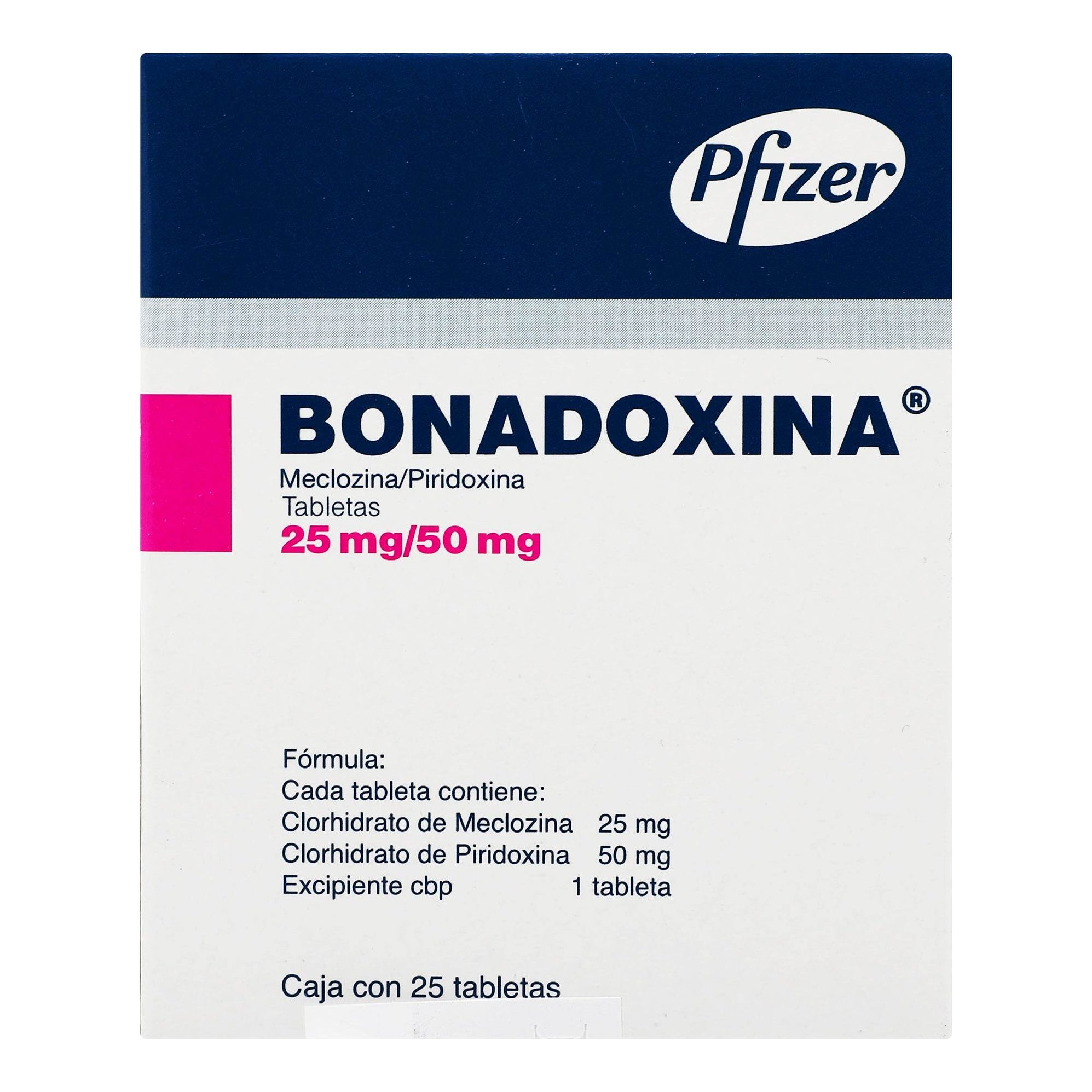 Bonadoxina 25/50Mg Con 25 Tabletas (Meclizina/Piridoxina) — WeCare Pharma