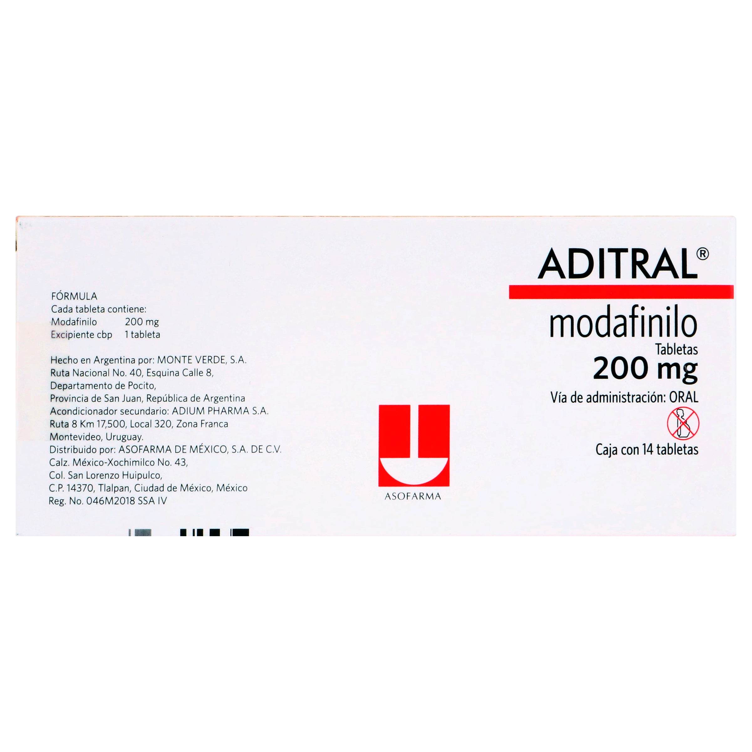 Aditral 200Mg Con 14 Tabletas (Modafilino) — WeCare Pharma