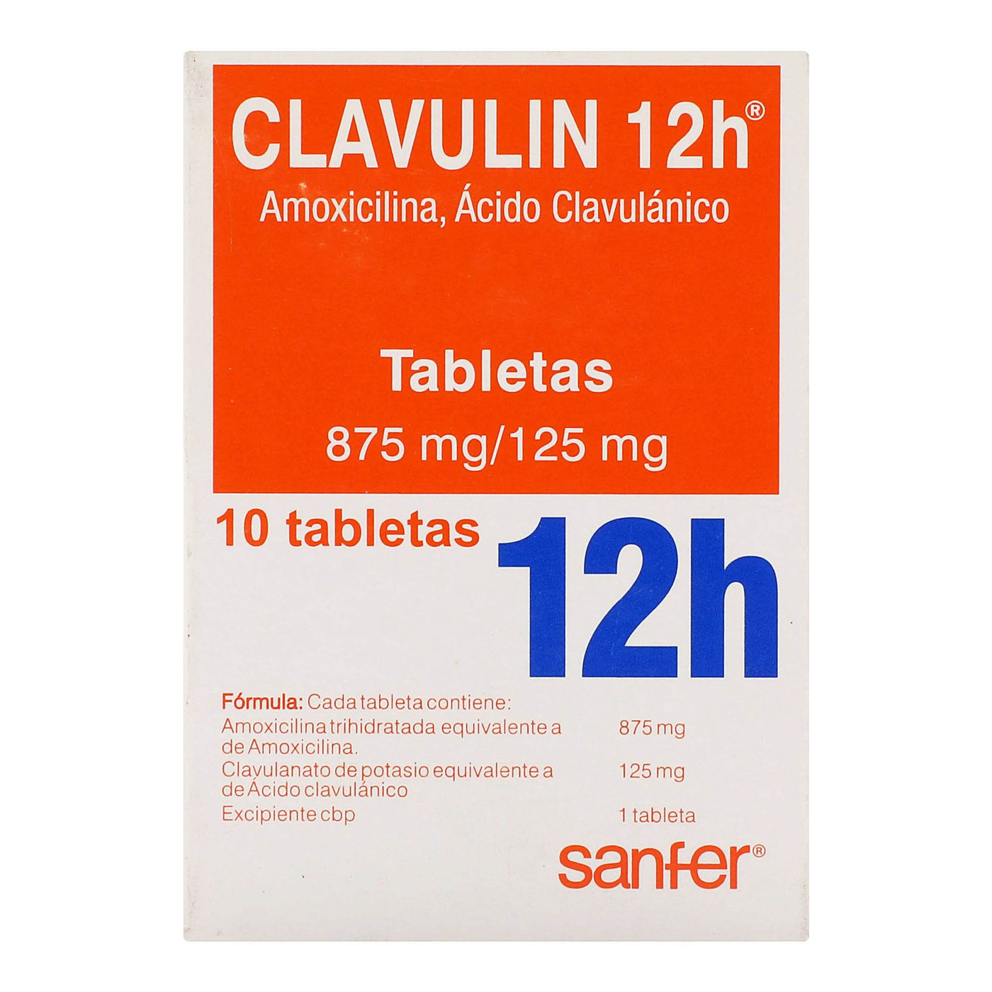 Clavulin 12H 875Mg/125Mg Con 10 Tabletas (Amoxicilina/Acido Clavulanic ...