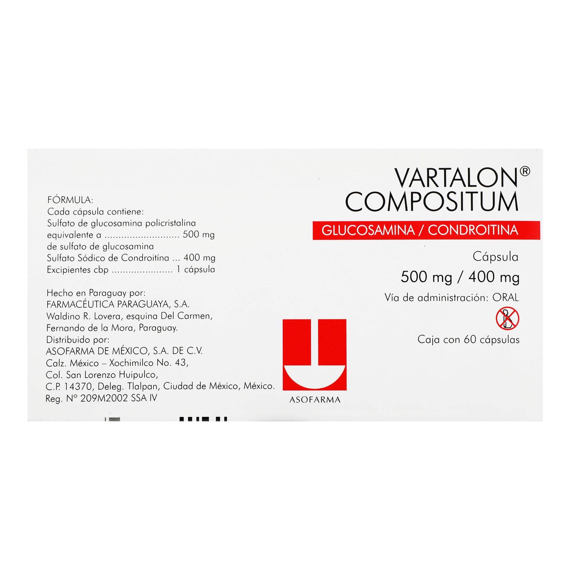 Vartalon Compositum 500/500Mg Con 60 Capsulas (Glucosamina/Condroitina — WeCare Pharma