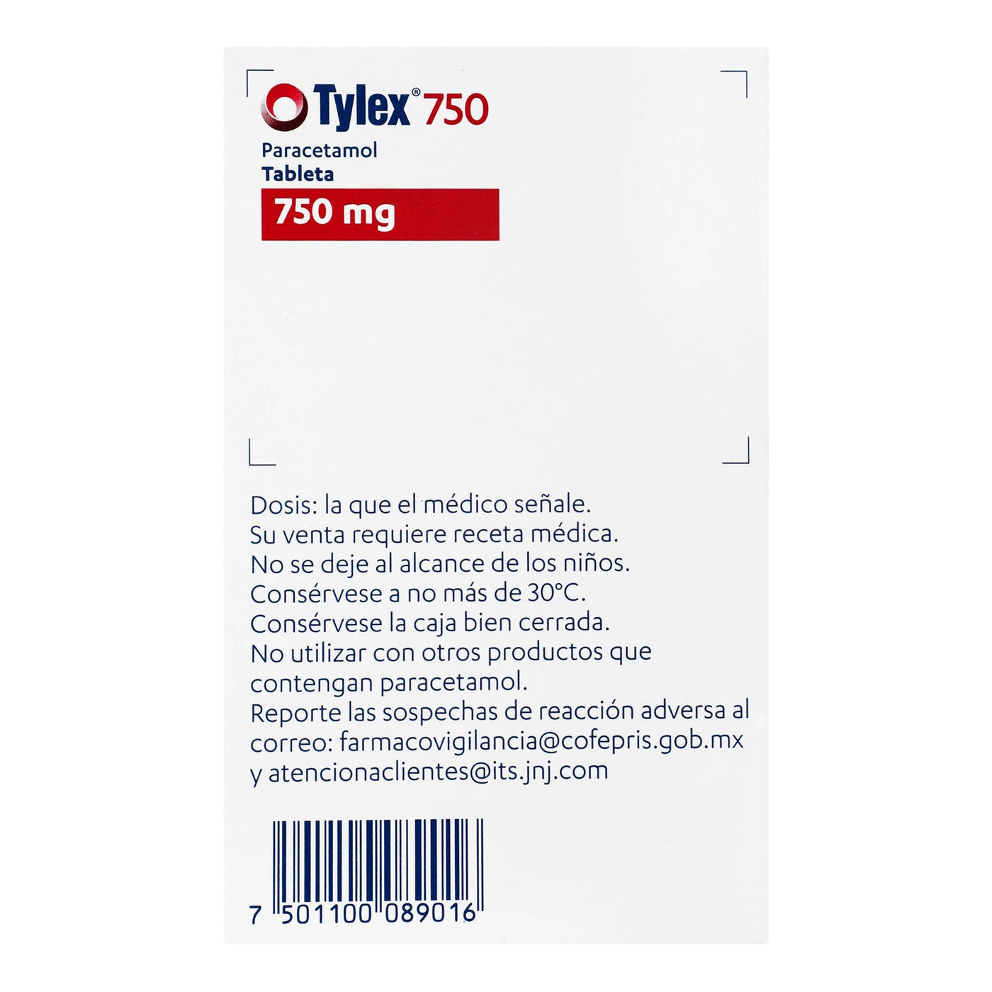 Tylex 750Mg Con 20 Tabletas (Paracetamol) — WeCare Pharma