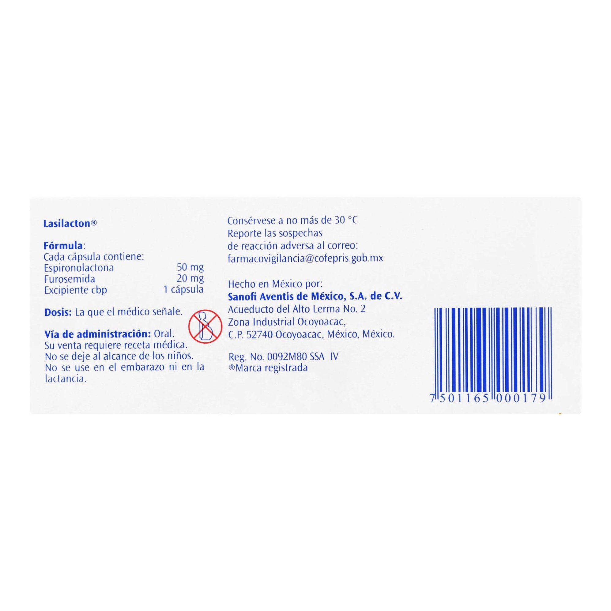 Lasilacton 20Mg/50Mg Con 16 Tabletas (Furosemida/Espironolactona ...