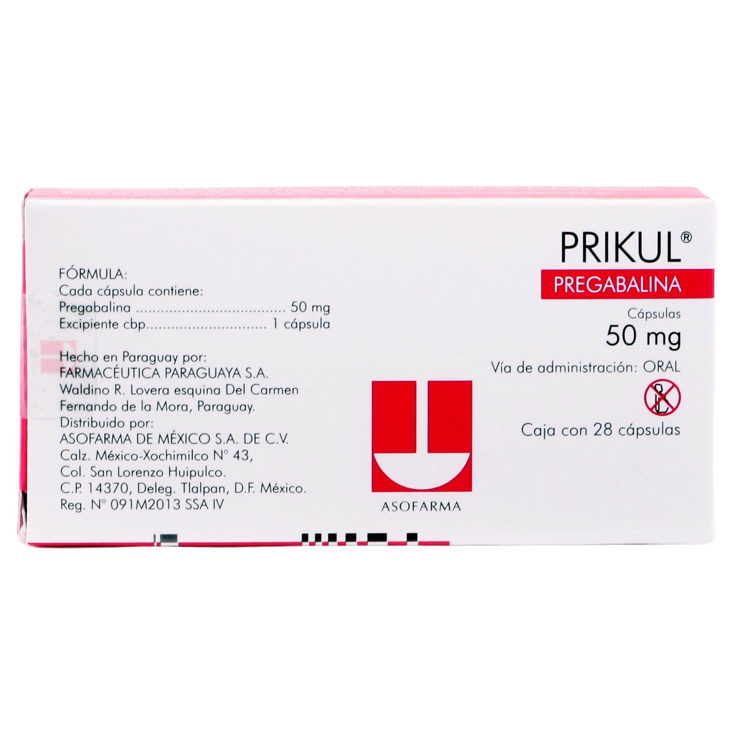 Prikul 50Mg Con 28 Capsulas (Pregabalina) — WeCare Pharma