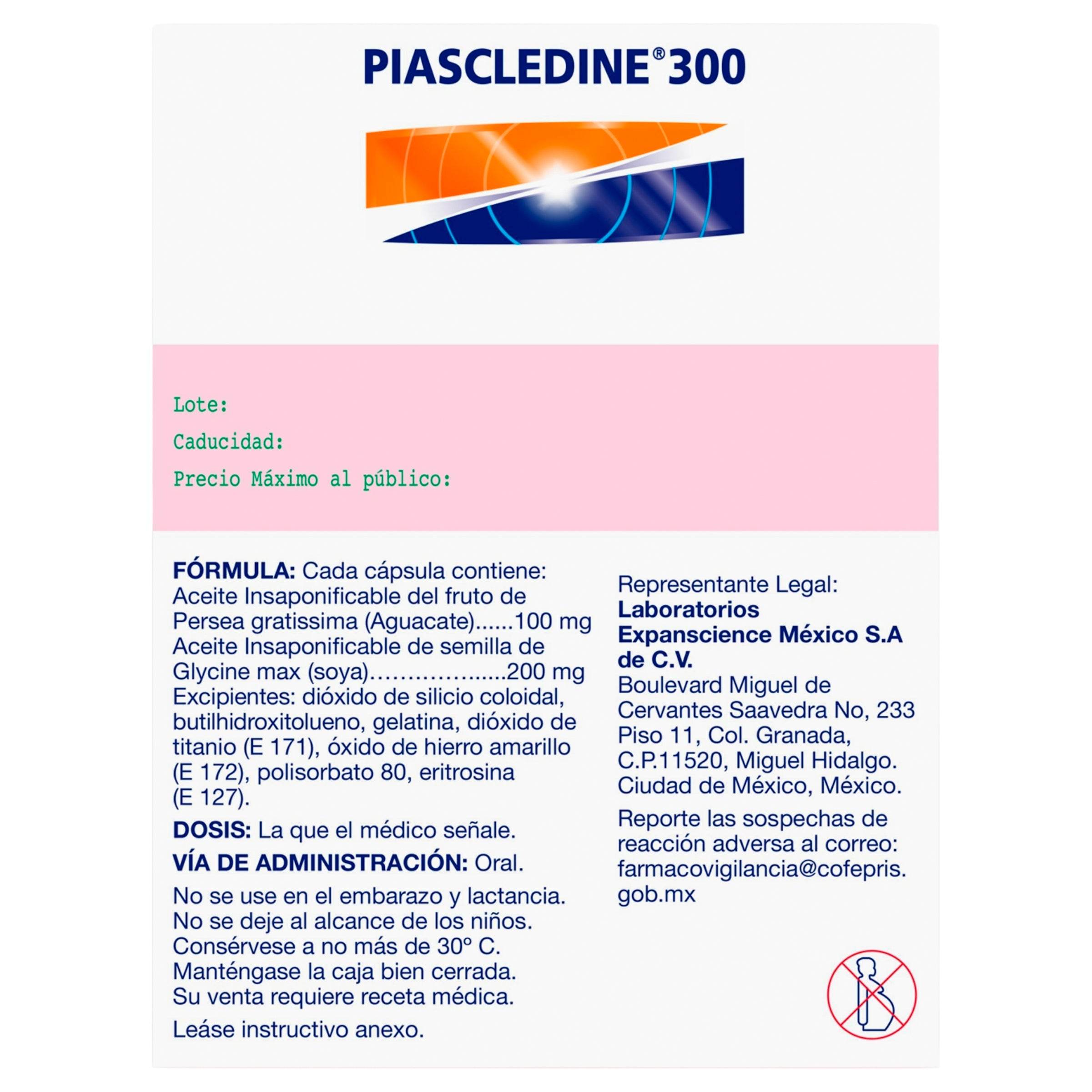 Piascledine 300 100Mg/200Mg Con 60 Capsulas (Persea Gratissima/Glycine ...