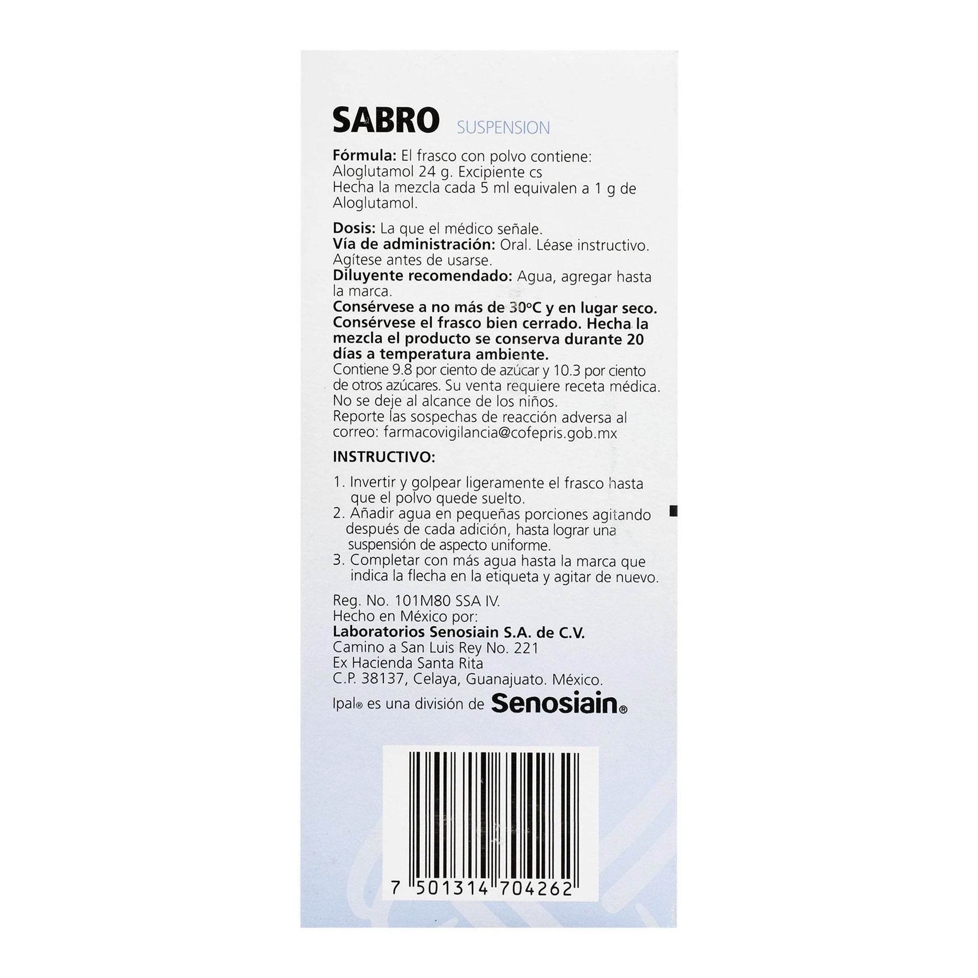 Sabro Suspensión 1G/5Ml 120Ml (Aloglutamol) — WeCare Pharma