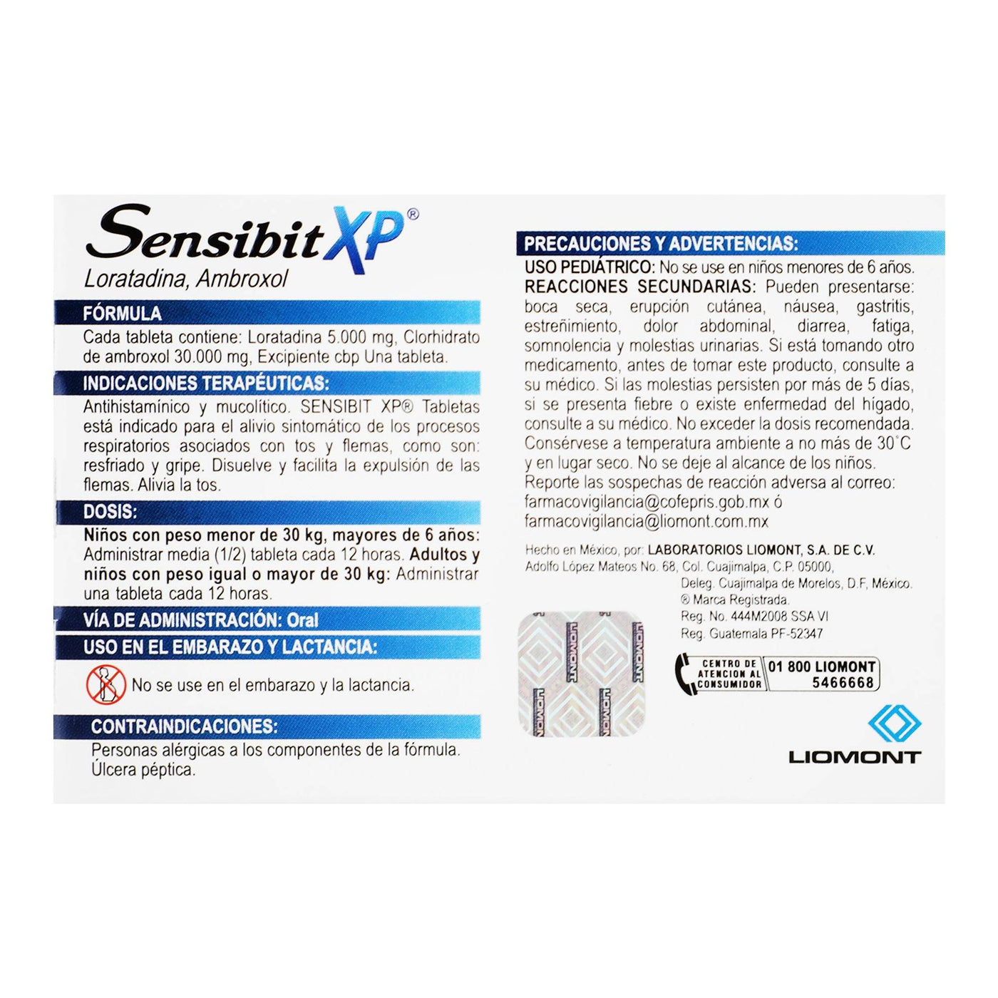 Sensibit Xp 5Mg/30Mg Con 20 Tabletas (Loratadina/Ambroxol) — WeCare Pharma