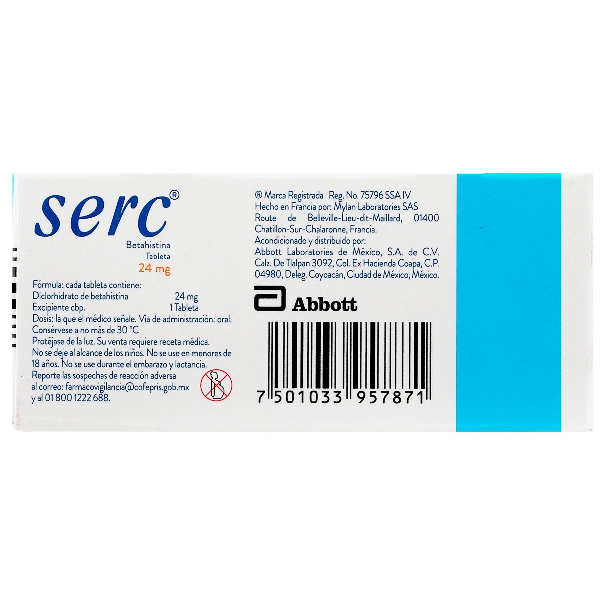 Serc 24Mg Con 30 Tabletas (Betahistina) — WeCare Pharma