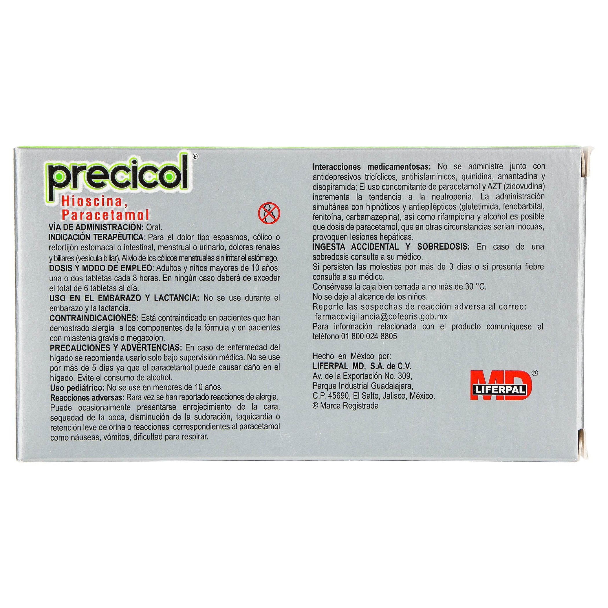 Precicol 10Mg/500Mg Con 20 Tabletas (Hioscina/Paracetamol) — WeCare Pharma