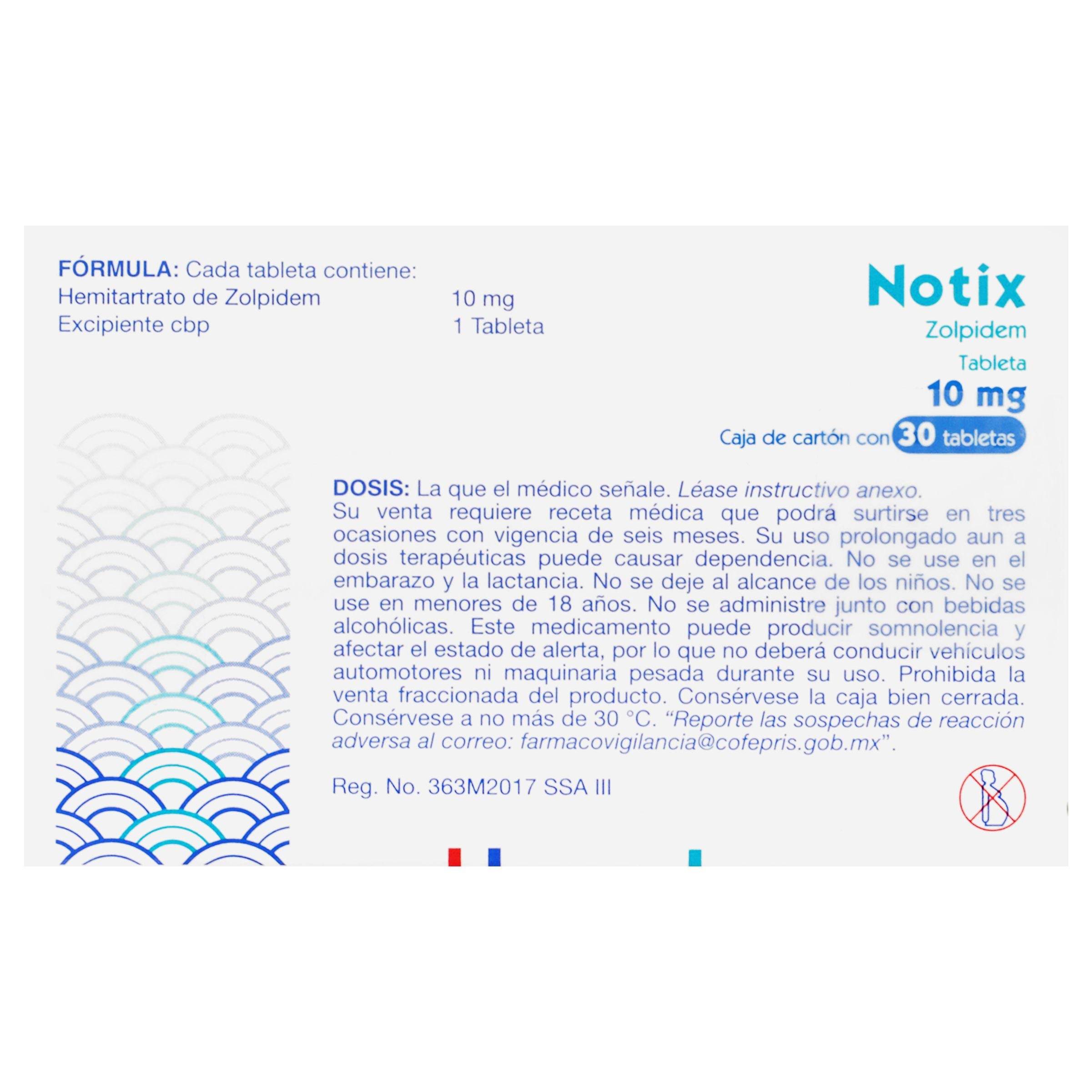 Notix (Zolpidem) Tabletas 10Mg Con 30 — WeCare Pharma