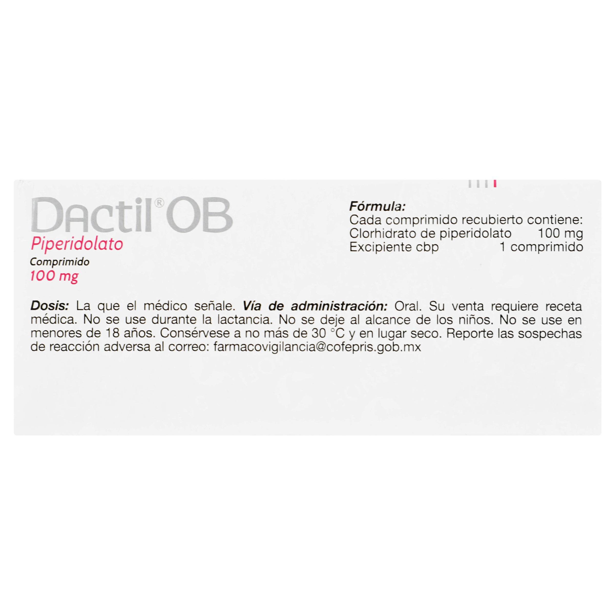 Dactil Ob 100Mg Con 30 Tabletas (Piperidolato) — WeCare Pharma