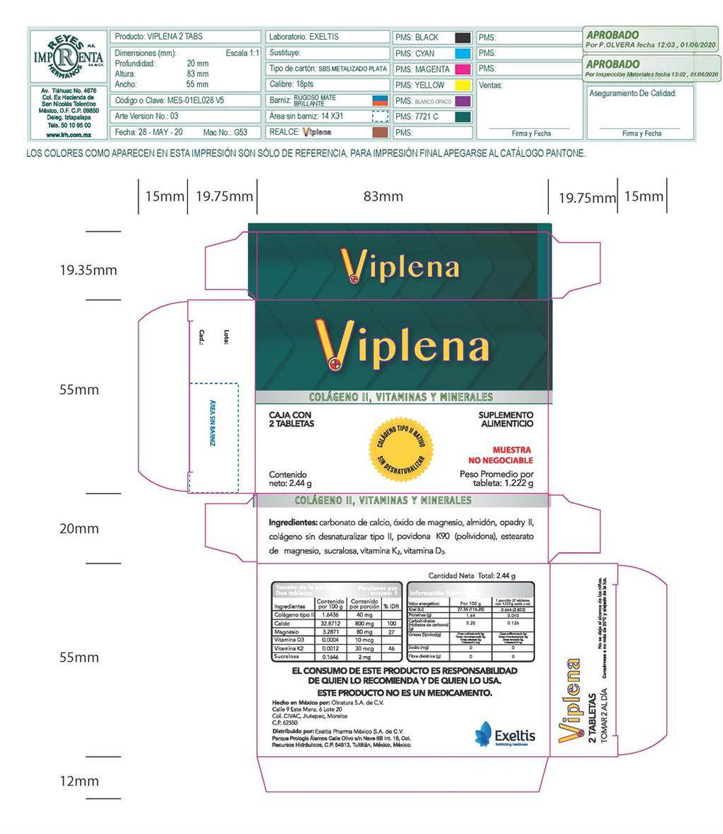 Viplena 73G Con 60 Tabletas (Colageno Ii/Vitaminas/Minerales) — WeCare ...