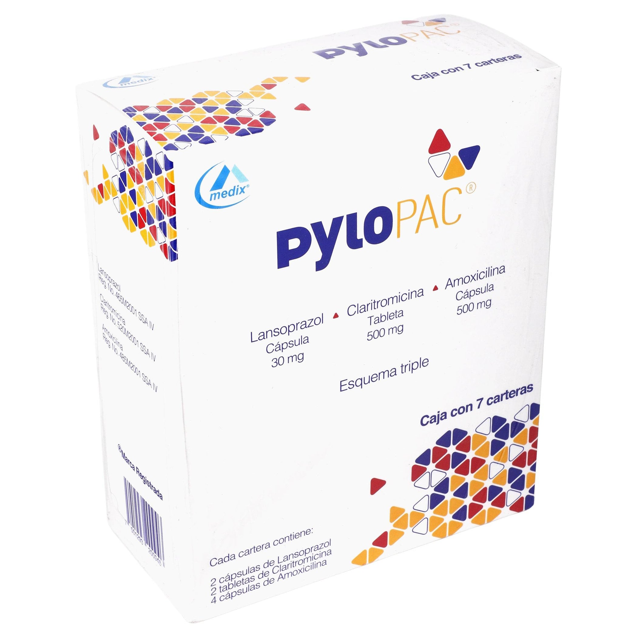 Pylopac 30Mg/500Mg/500Mg Con 7 Pack Capsulas (Lansoprazol/Claritromici ...