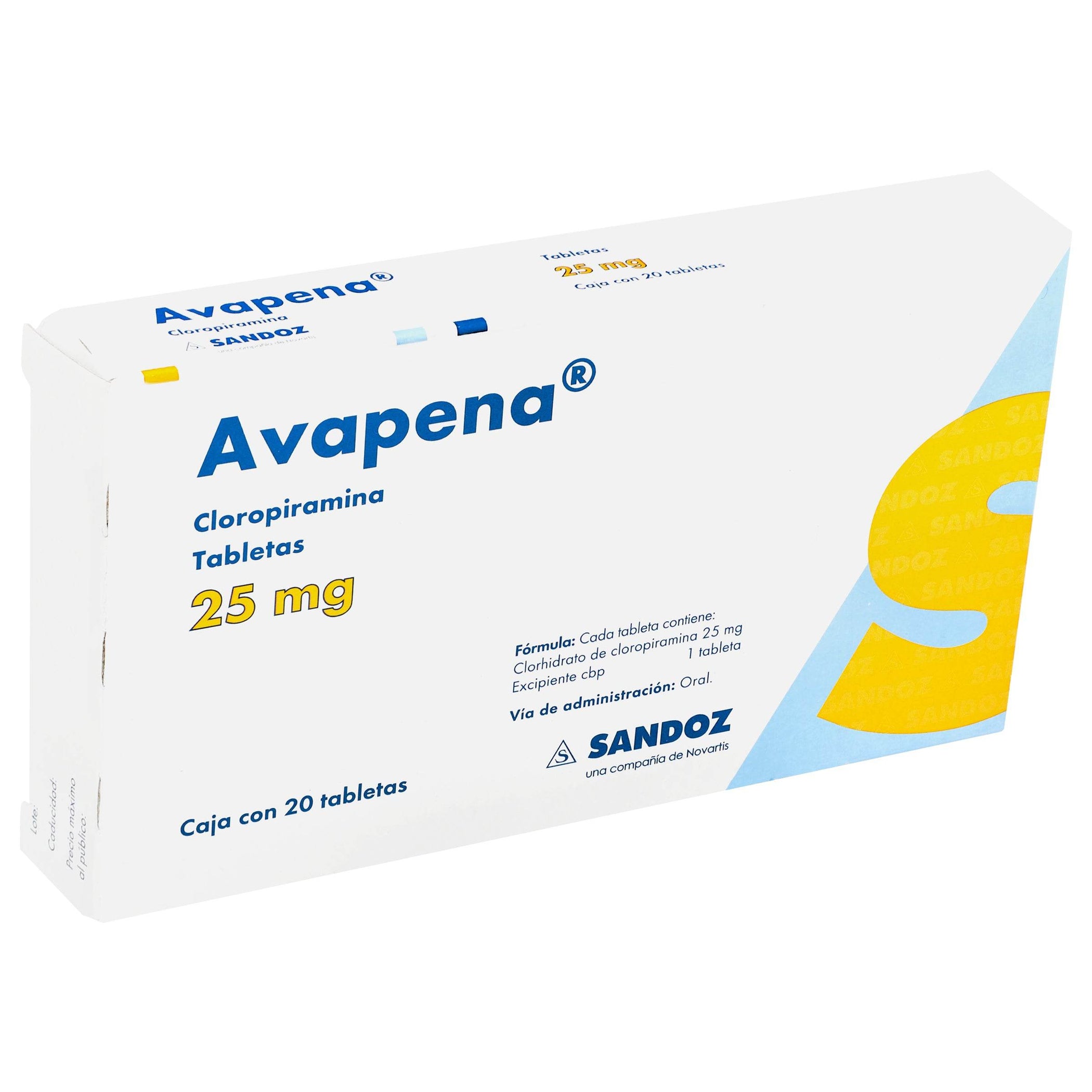 Avapena 25Mg Con 20 Tabletas (Cloropiramida) — WeCare Pharma