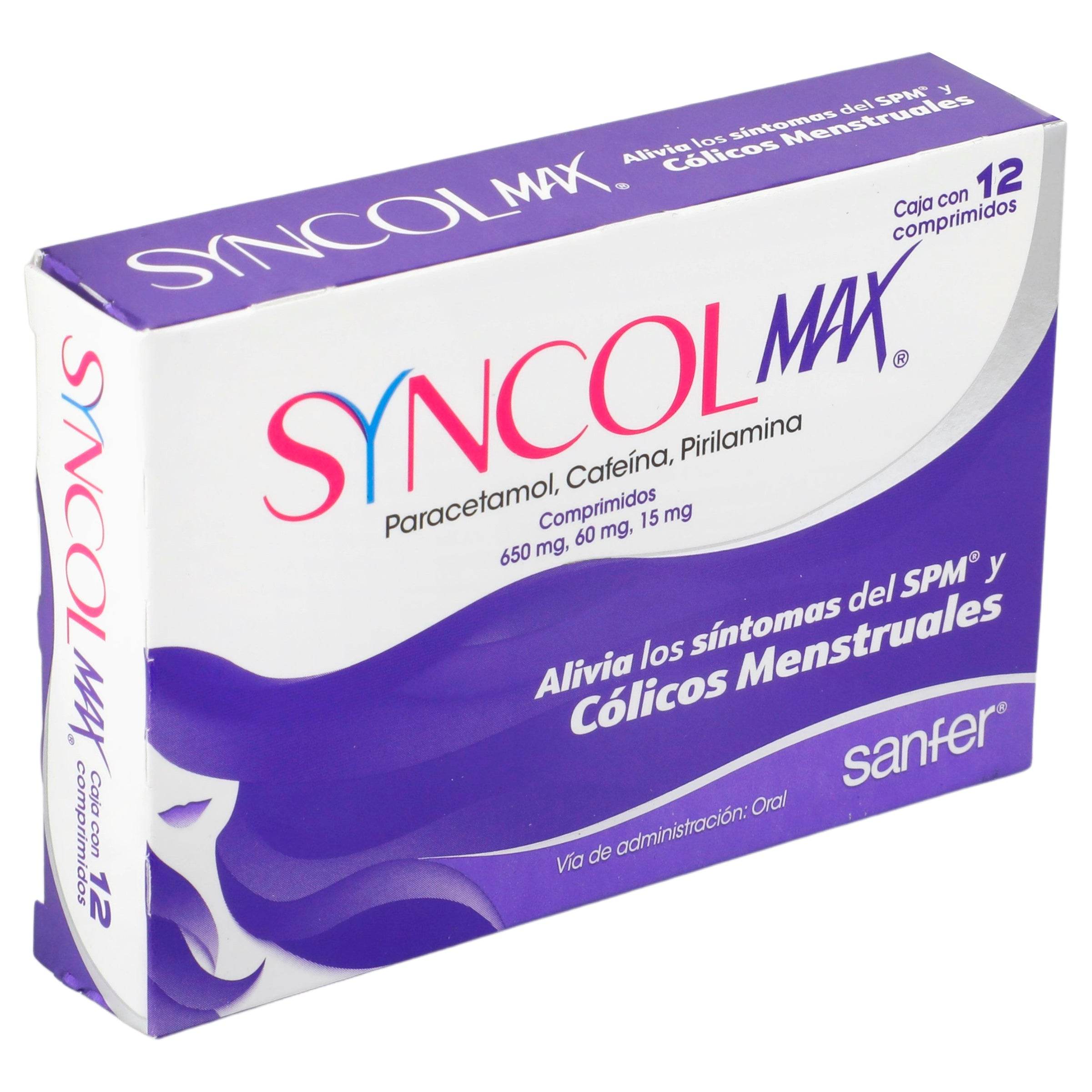 Syncol Max 650Mg/60/15Mg Con 12 Comprimidos (Paracetamol/Cafeina/Piril ...