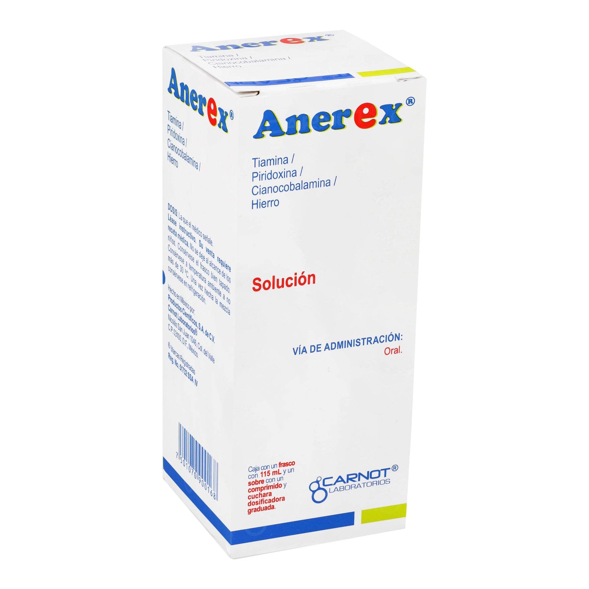 Anerex Solución 115Ml (Tiamina/Piridoxina/Cianocobalamina/Hierro ...