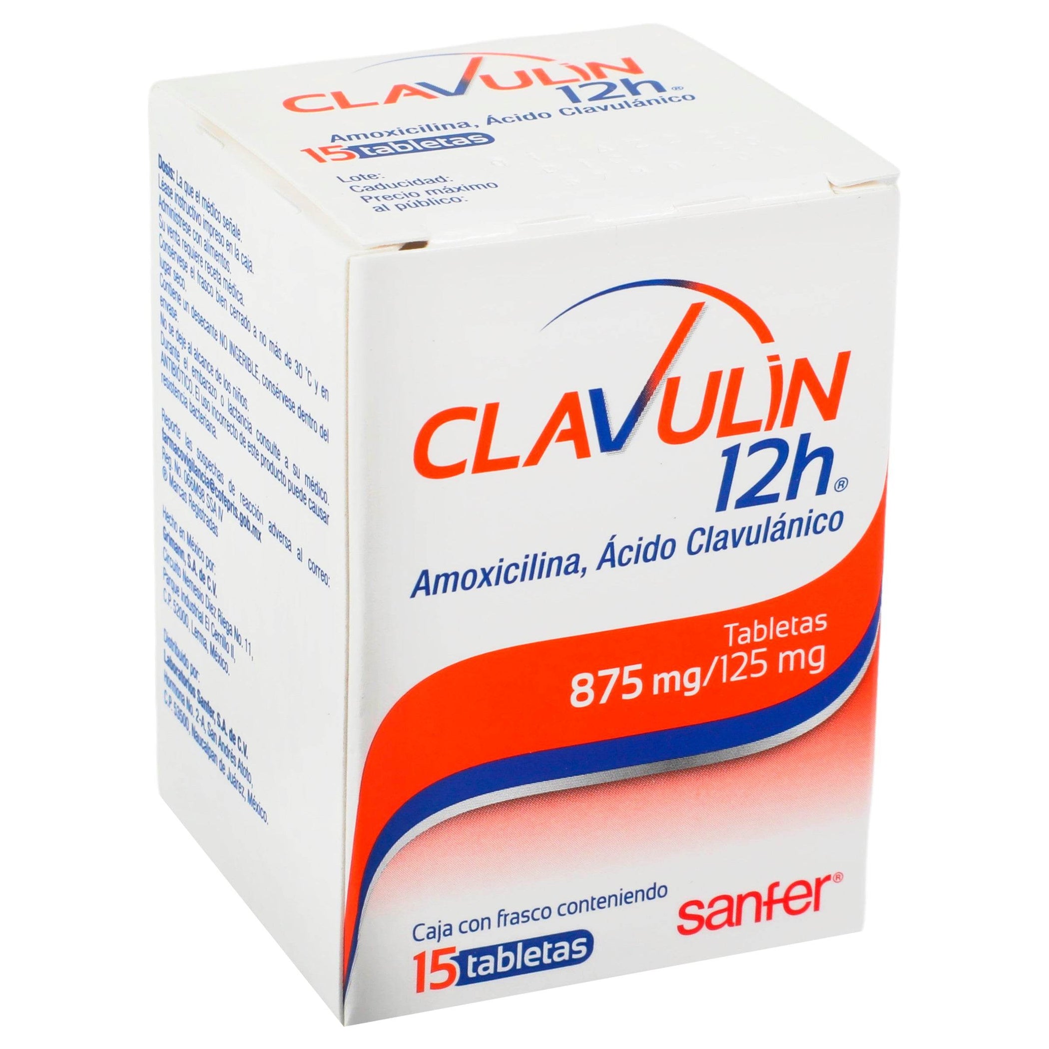 Clavulin 12H 875Mg/125Mg Con 15 Tabletas (Amoxicilina/Ac Clavulanico ...