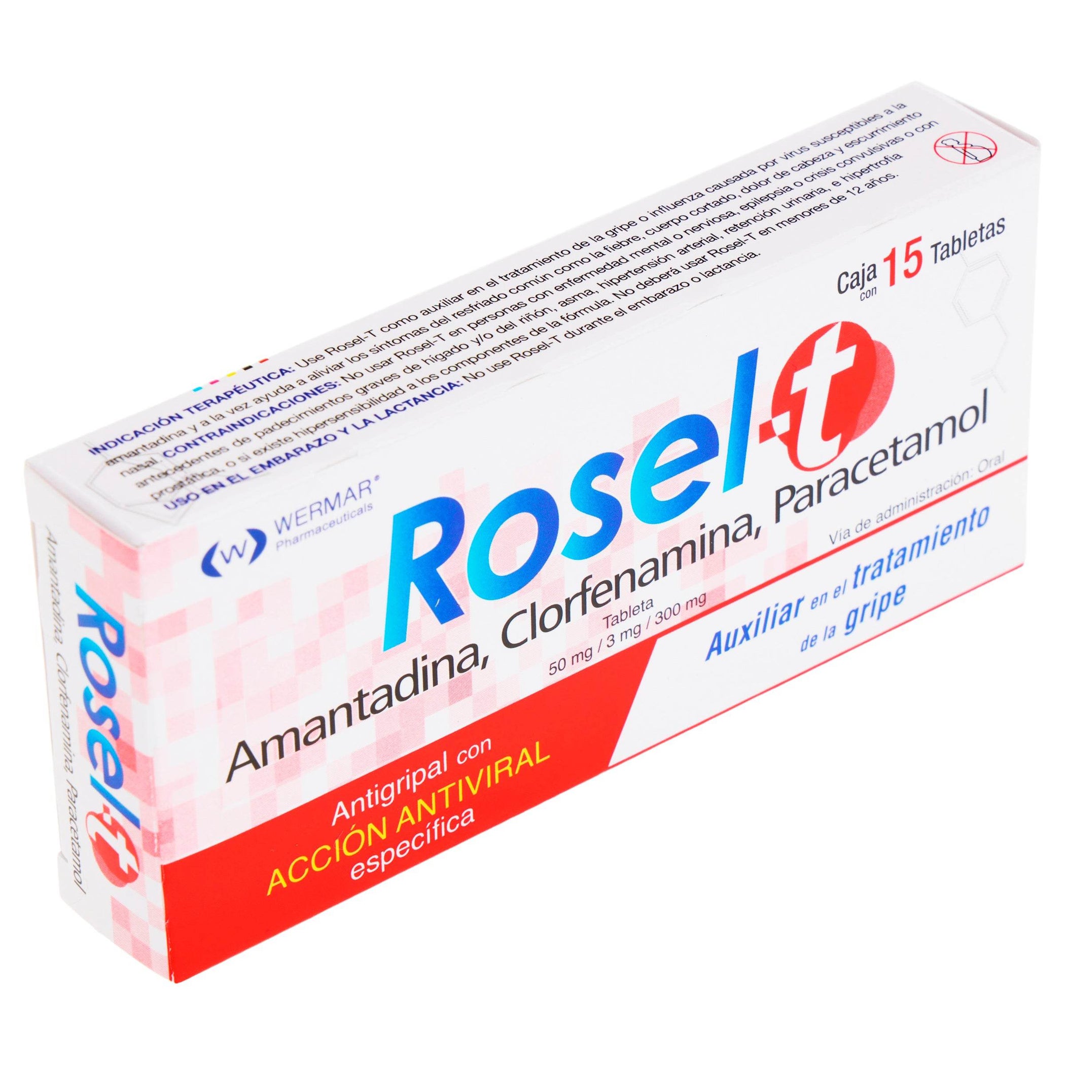 Rosel-T 50/3/300Mg Con 15 Tabletas (Amantadina/Clorfenamina/Paracetamo ...