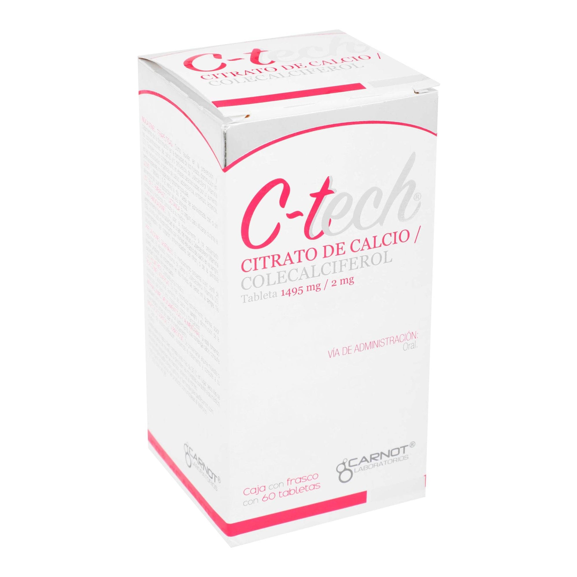 C-Tech 1495Mg/2Mg Con 60 Tabletas (Calcio/Colecalciferol) — WeCare Pharma