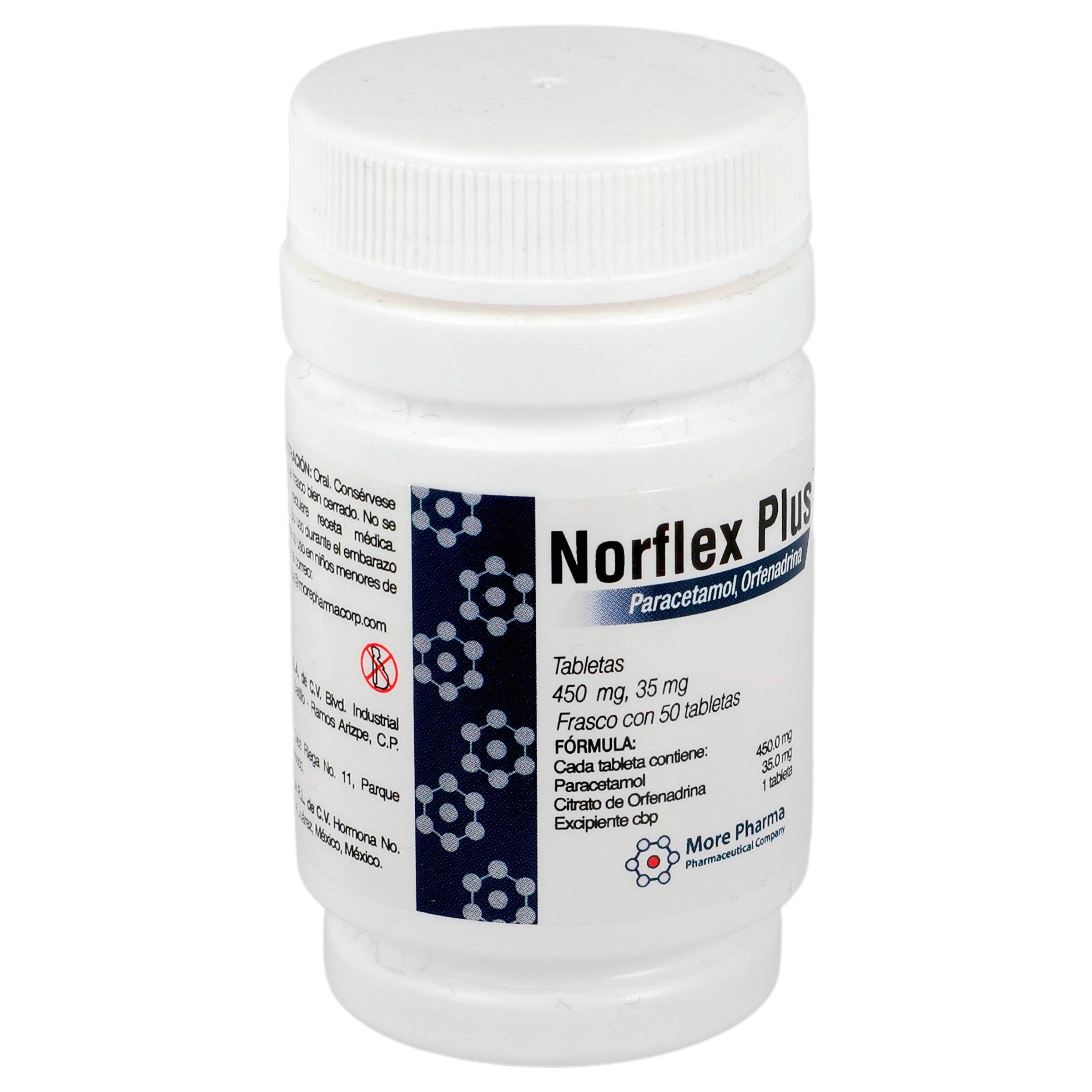 Norflex Plus 450Mg/35Mg Con 50 Tabletas (Paracetamol/Orfenadrina) — WeCare Pharma