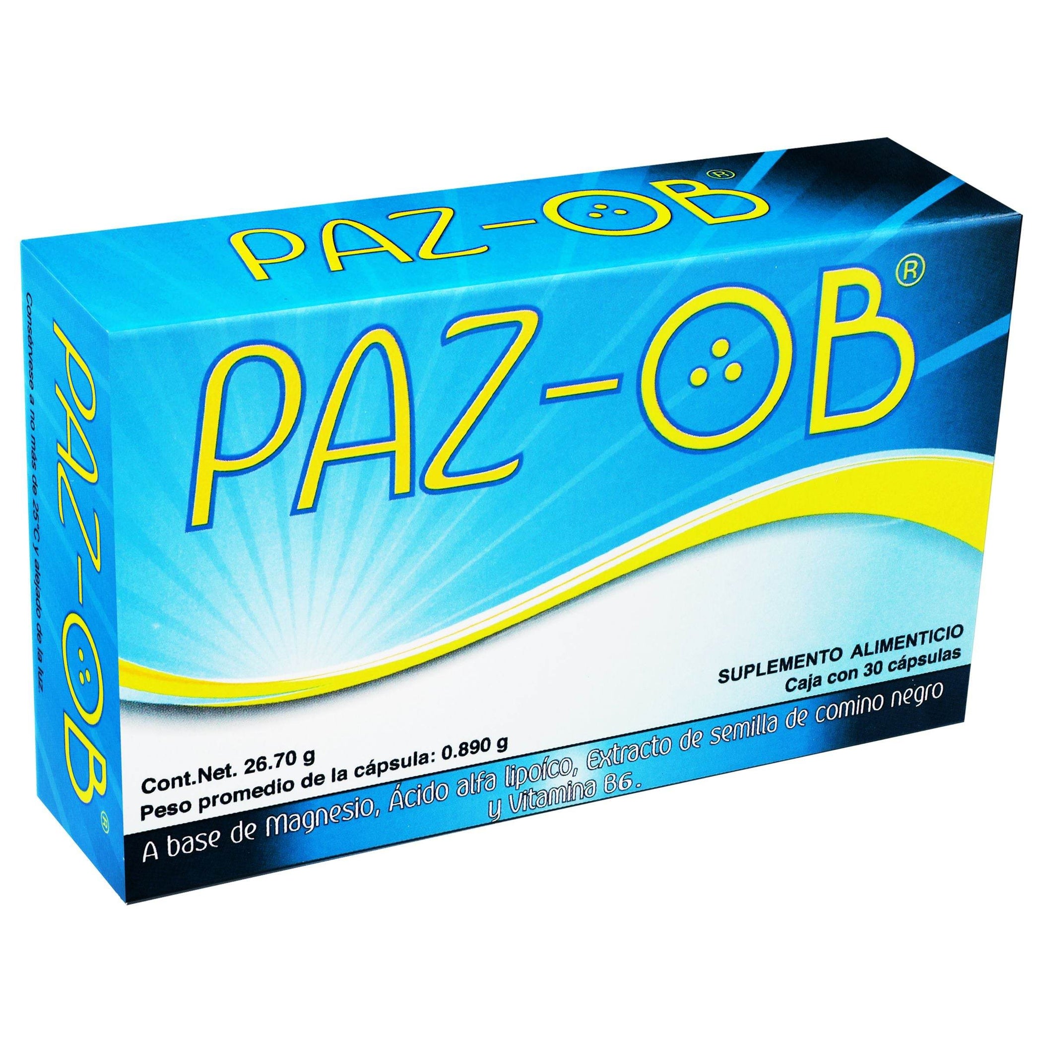 Paz-Ob 26.61G Con 30 Capsulas (Magnesio/Acido Alfa Lipoico/Vitamina B ...