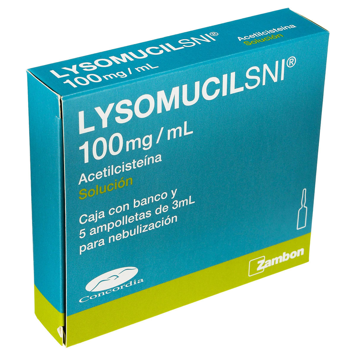 Lysomucil Sni 100Mg/3Ml Con 5 Ampulas (Acetilcisteina) — WeCare Pharma