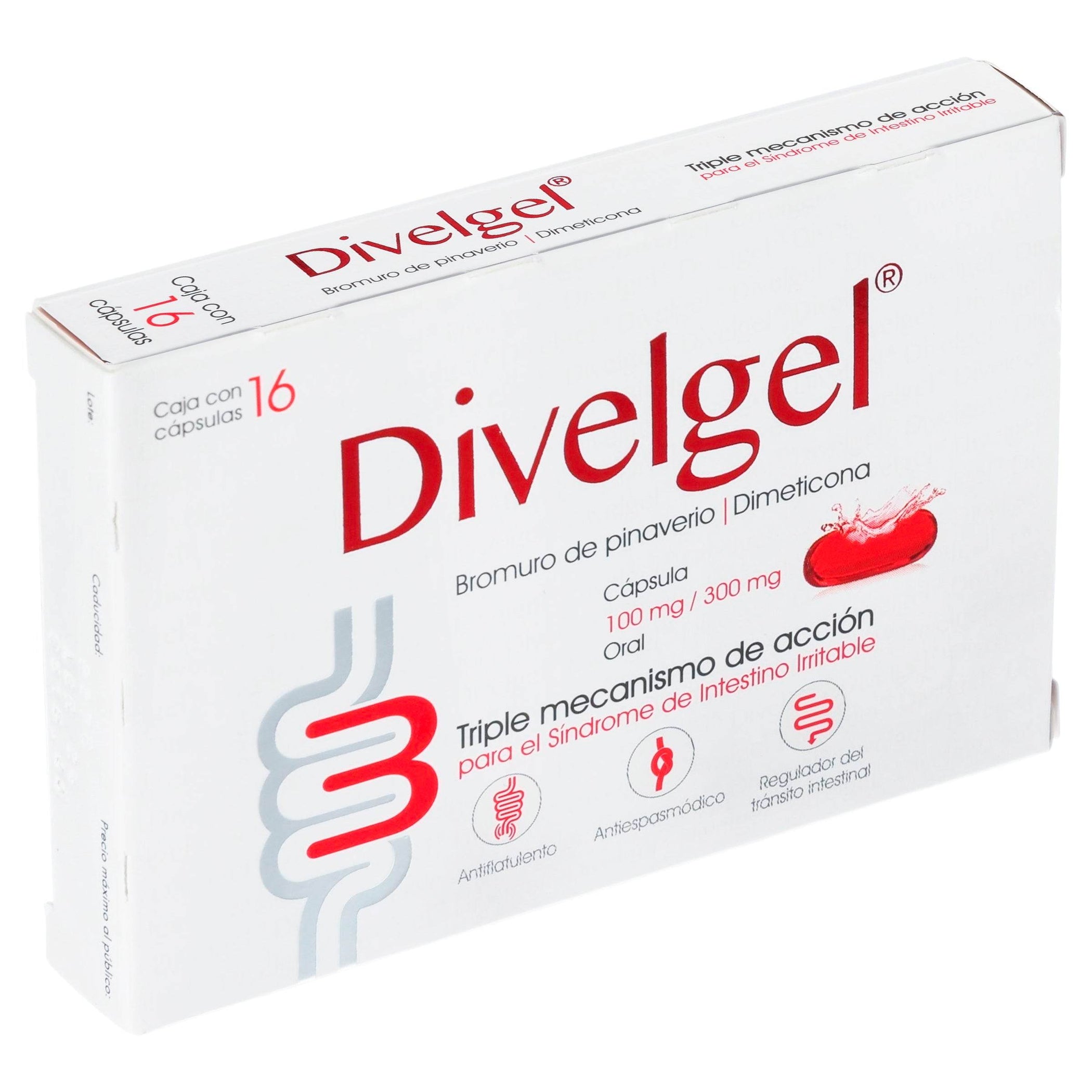Divelgel 100Mg/300Mg Con 16 Tabletas (Bromuro De Pinaverio/ Dimeticona ...