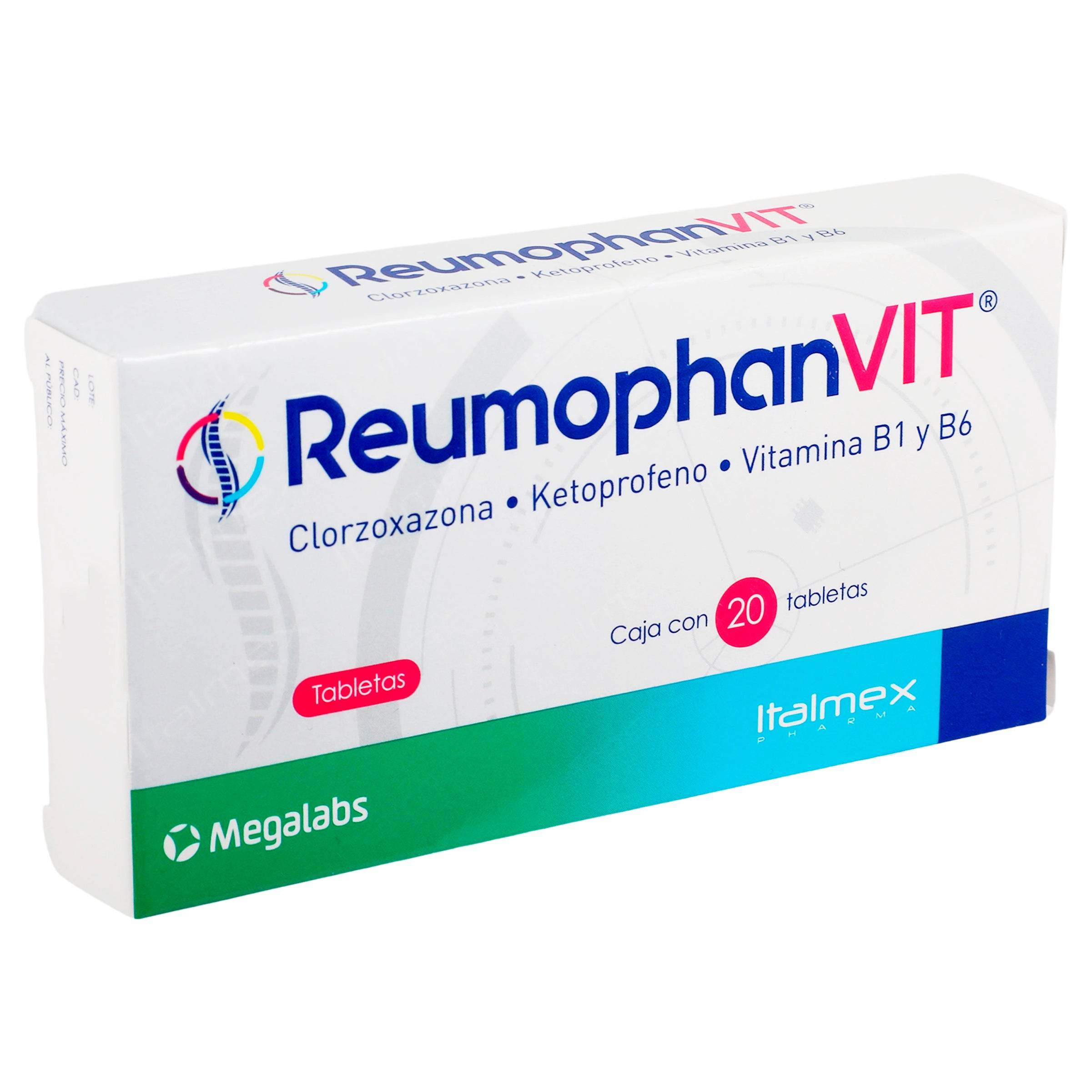 Reumophan Vit 250Mg/50Mg/50Mg/50Mg Con 20 Tabletas (Clorz/Ketop/Tiamin ...
