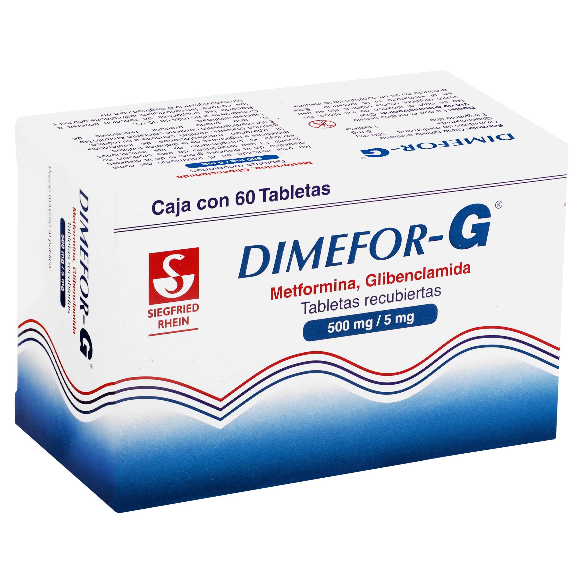 Dimefor-G 500Mg/5Mg Con 60 Tabletas (Metformina/Glibenclamida) — WeCare ...