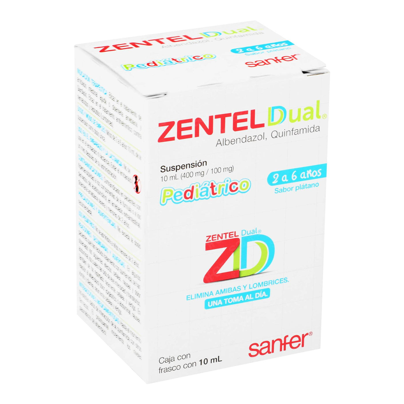Zentel Dual Pediatrico Suspensión 400mg 100mg 10ml Albendazol Quinfam