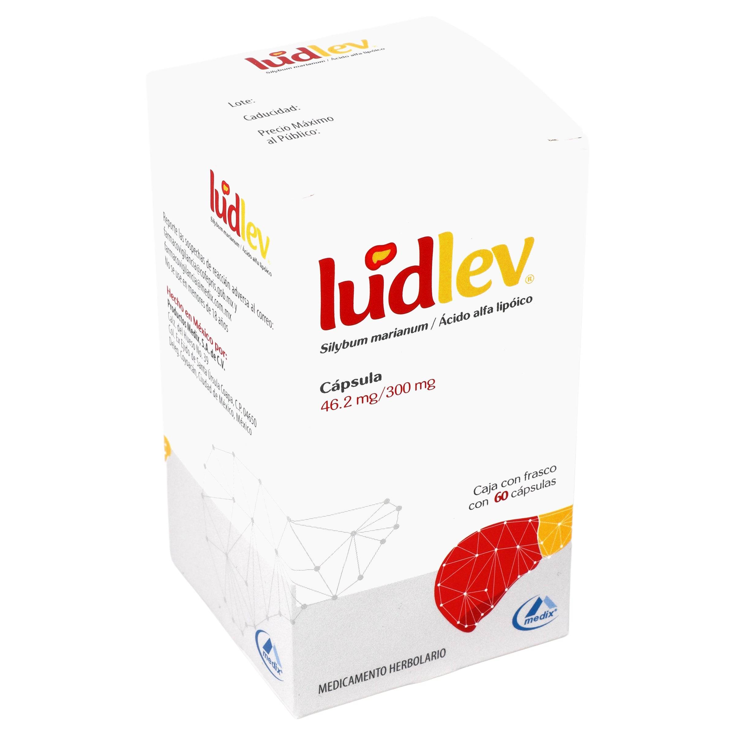 Ludlev 46.2Mg/300Mg Con 60 Capsulas (Silybum Marianum/Acido Alpa Lipoi ...