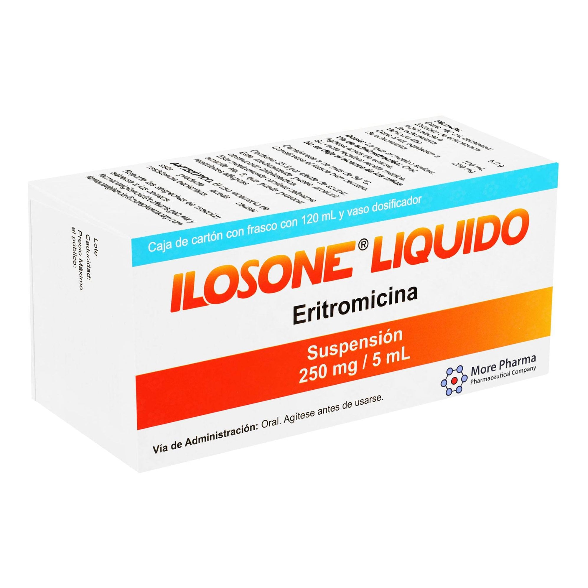 Ilosone Liquido Suspensión 250Mg/Ml Con 120Ml (Eritromicina) — WeCare ...