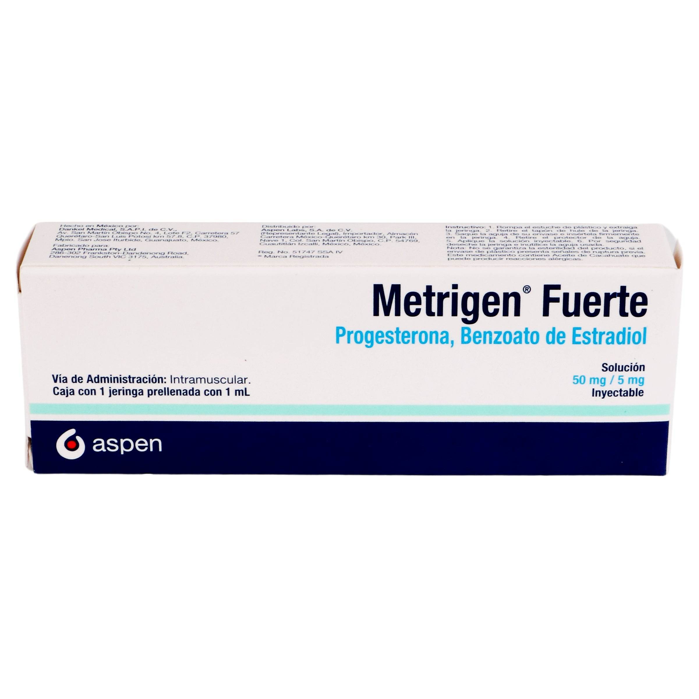 Metrigen Fuerte 50Mg/5Mg Con 1 Ampulas (Progesterona/Benzoato De Estra ...