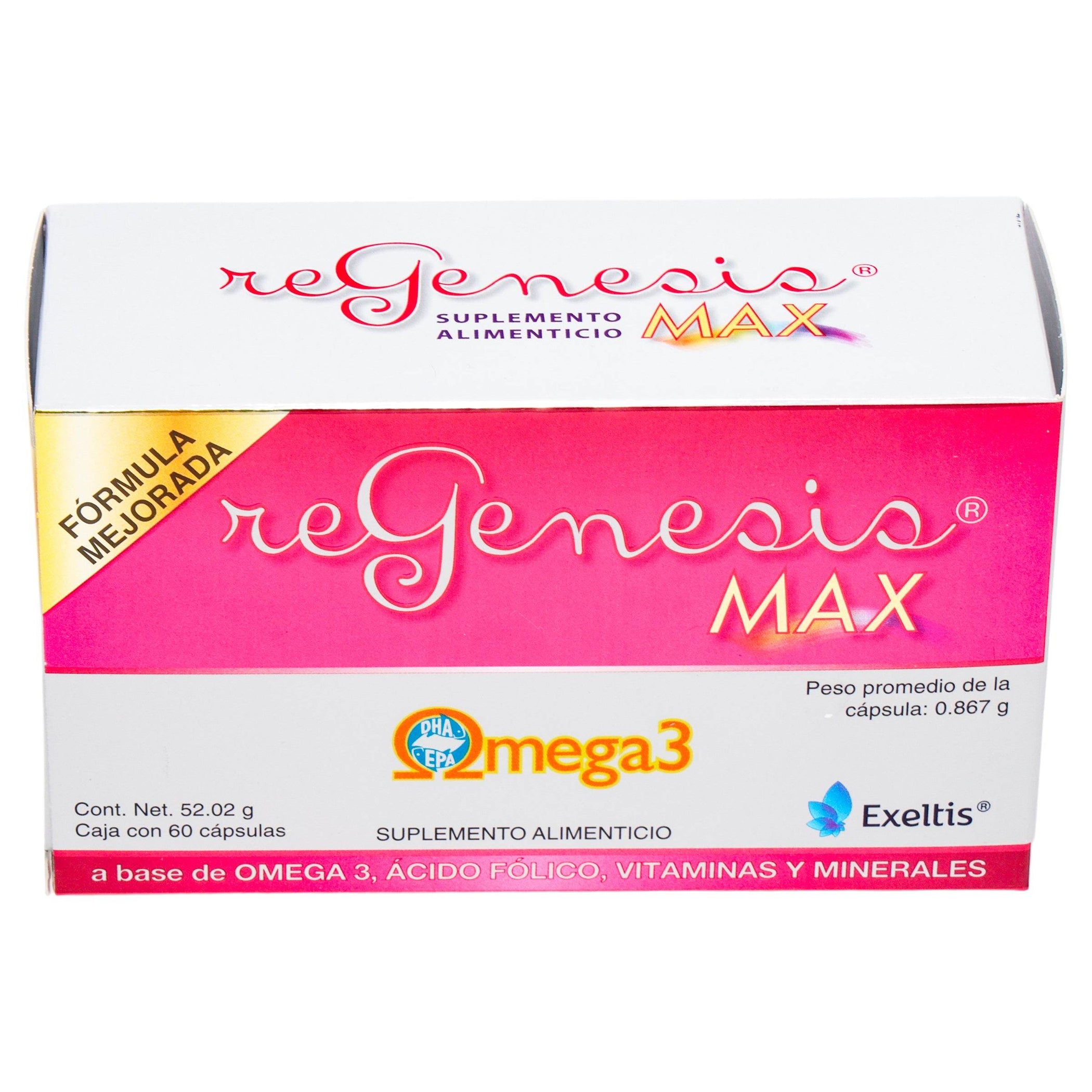 Regenesis Max 26.01G Con 60 Capsulas (Omega 3/Acido Folico/Vitaminas/M ...
