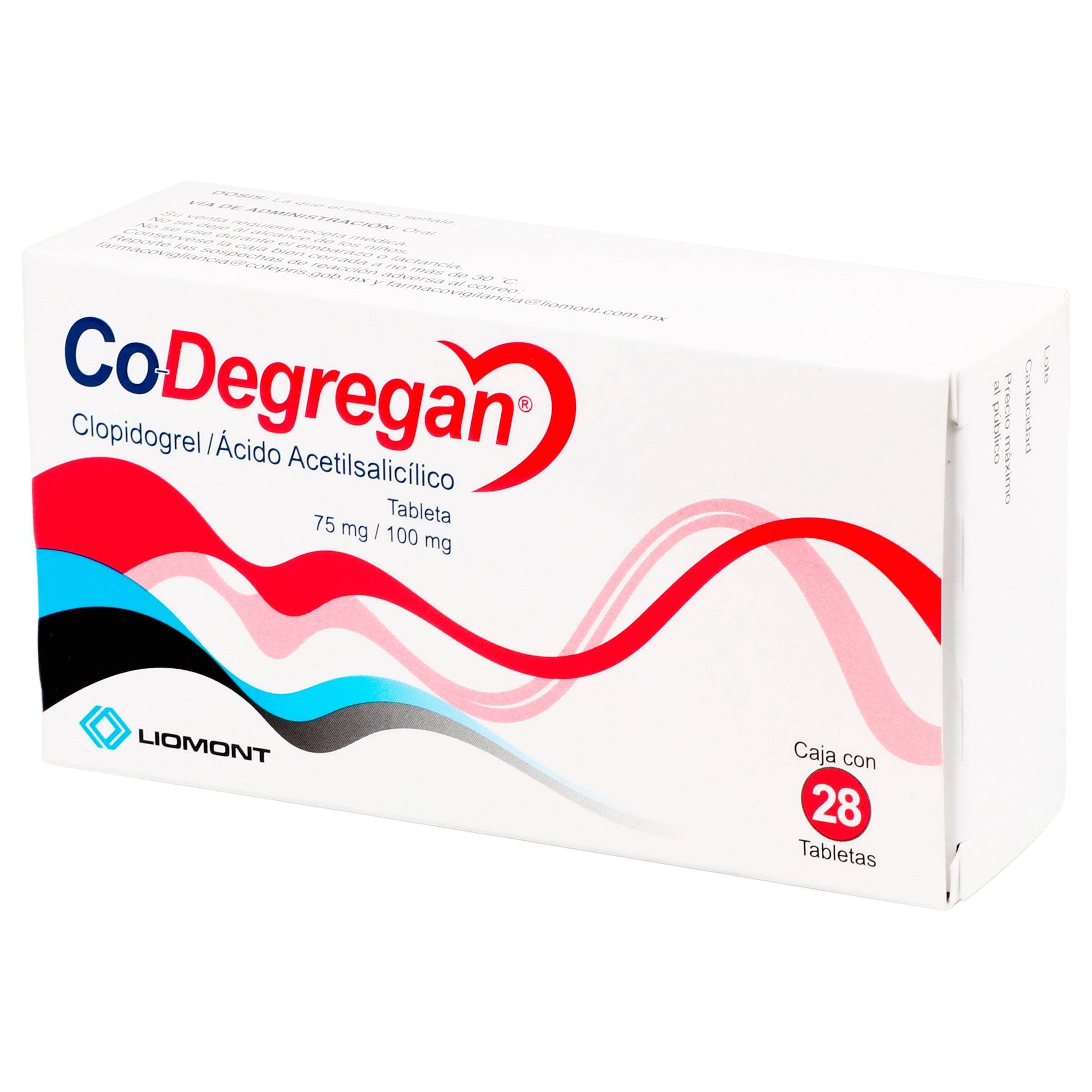 Co-Degregan 75Mg/100Mg Con 28 Tabletas (Clopidogrel/Acido Acetilsalici — WeCare Pharma