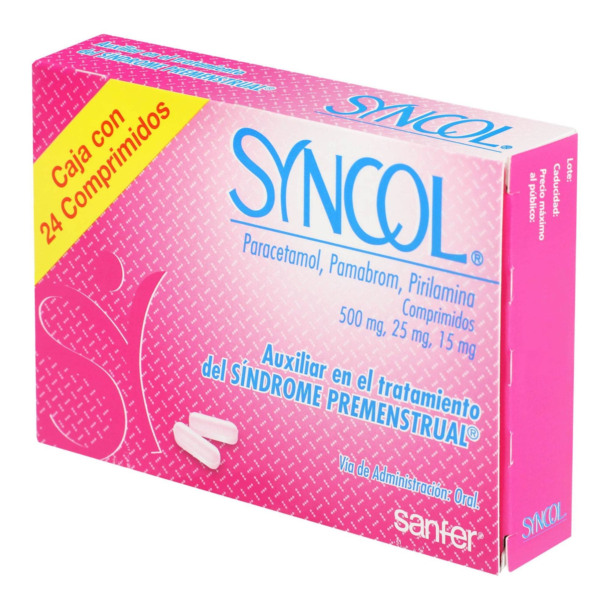 Syncol 500Mg/25Mg/15Mg Con 24 Comprimidos (Paracetamol/Pamabrom/Pirila ...