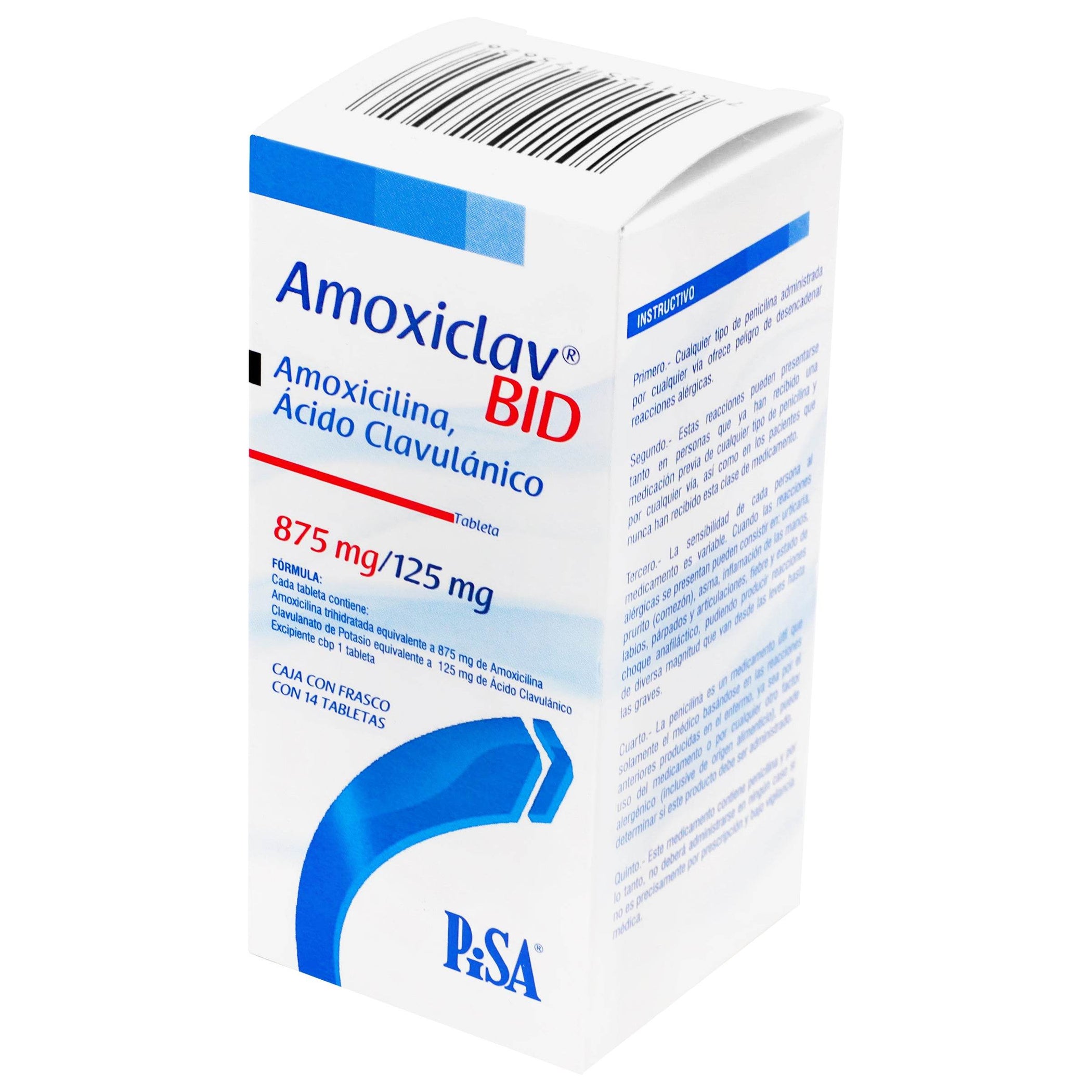 Amoxiclav Bid 875Mg/125Mg Con 14 Tabletas (Amoxicilina/Clavunalato ...