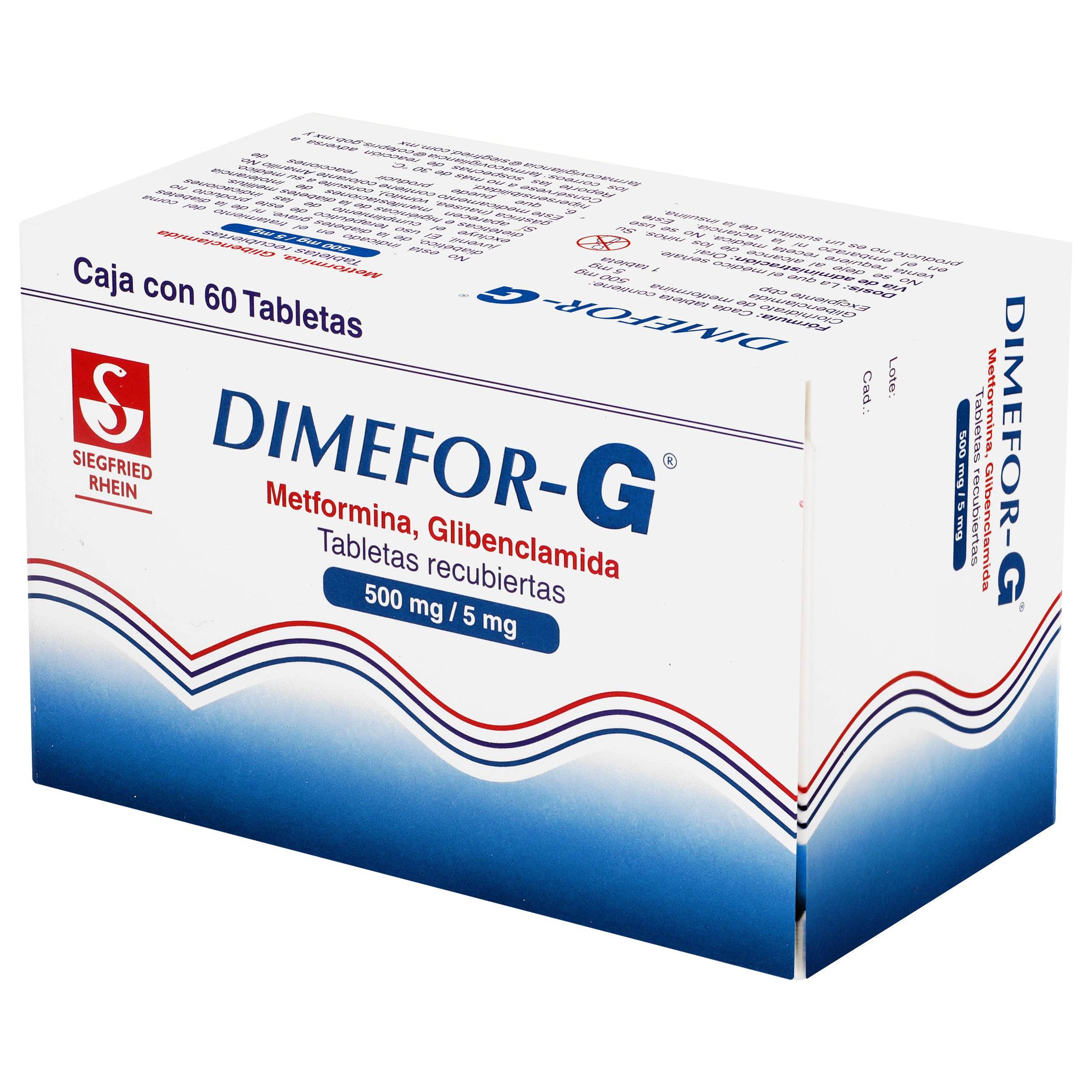 Dimefor-G 500Mg/5Mg Con 60 Tabletas (Metformina/Glibenclamida) — WeCare ...