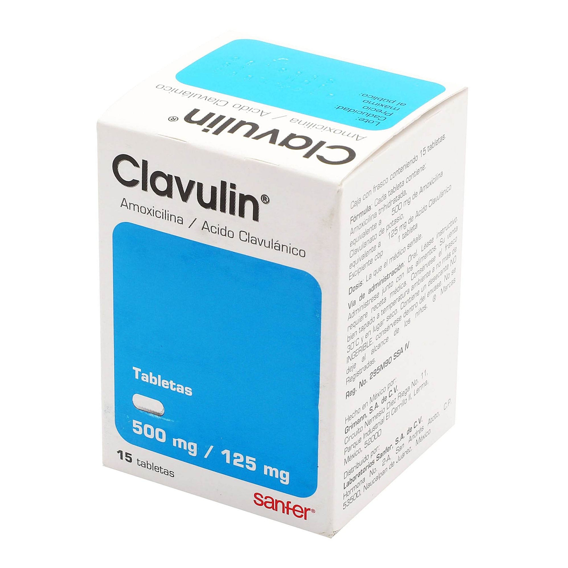 Clavulin 500Mg/125Mg Con 15 Tabletas (Amoxicilina/Acido Clavulanico ...