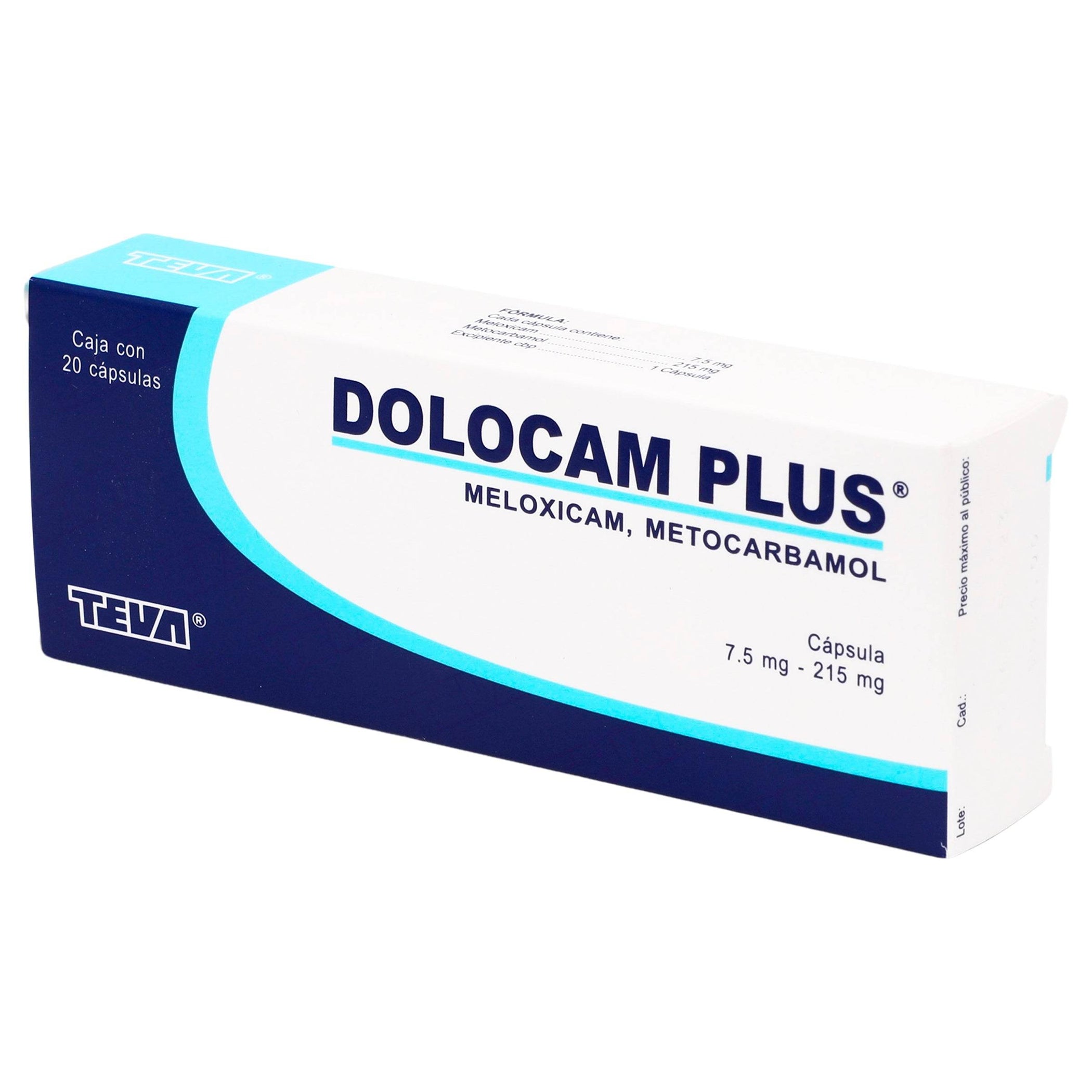 Dolocam Plus 7.5Mg/215Mg Con 20 Capsulas (Meloxicam/Metocarbamol ...