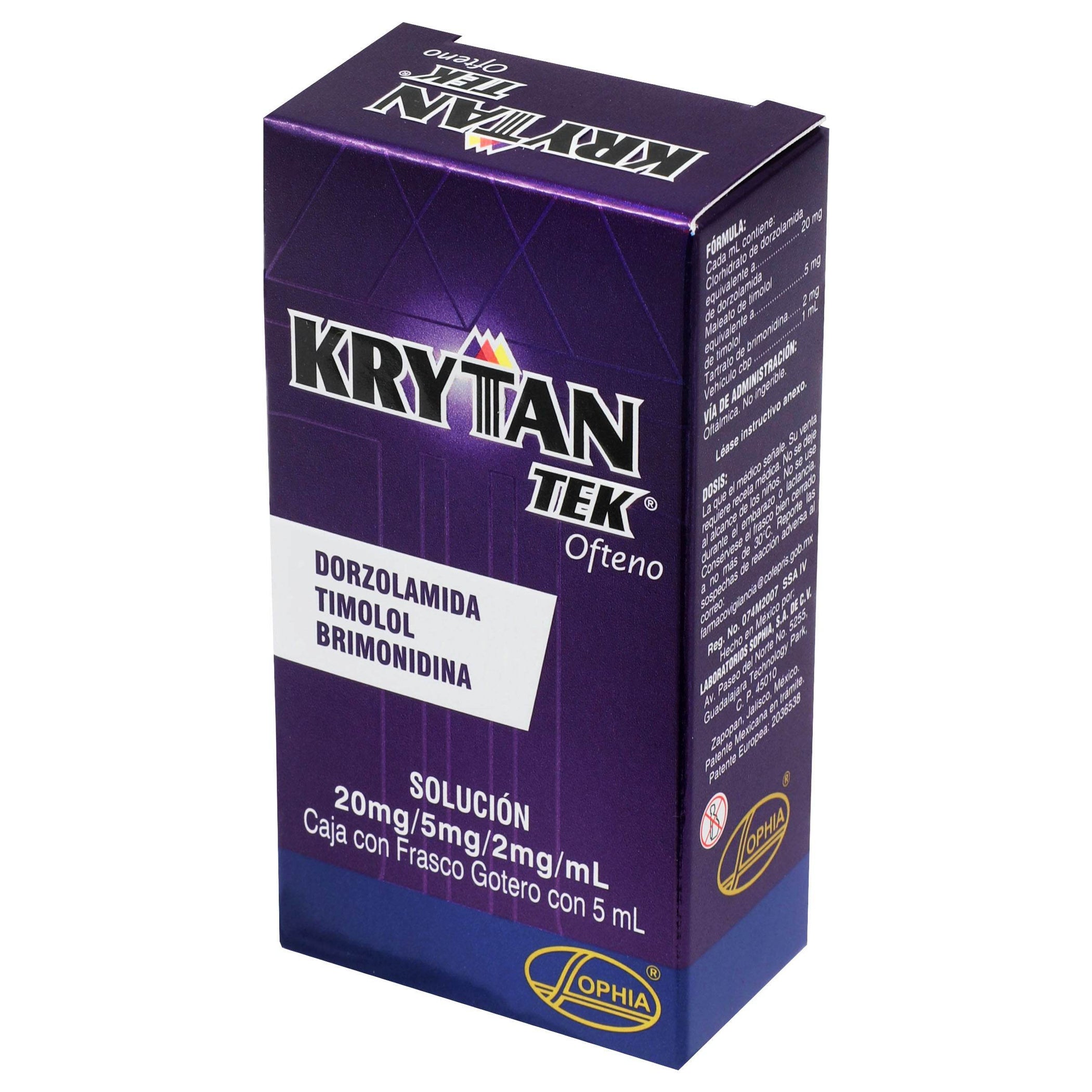 Krytantek Ofteno Gotas 20Mg/5Mg/2Mg 5Ml (Dorzolamida/Timolol/Brimonidi ...