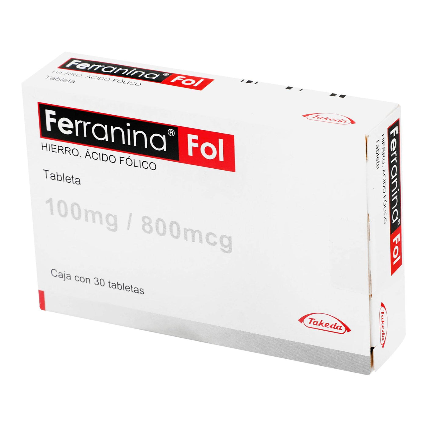 Ferranina Fol Grageas 100Mg/800Mcg Con 30 (Hierro/Acido Folico ...